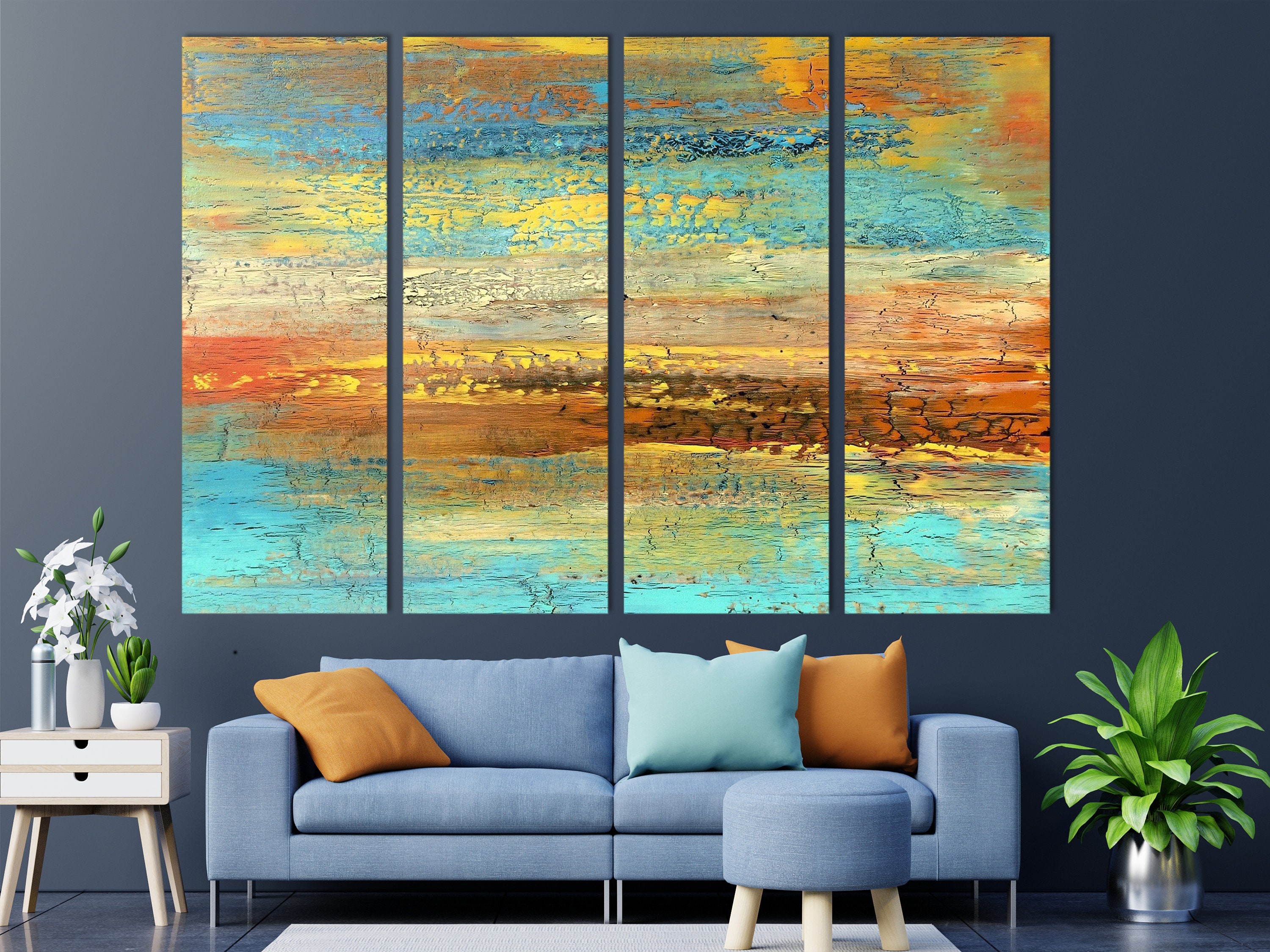 Large Abstract Colored Texture Canvas Wall Art Old Colored - Etsy