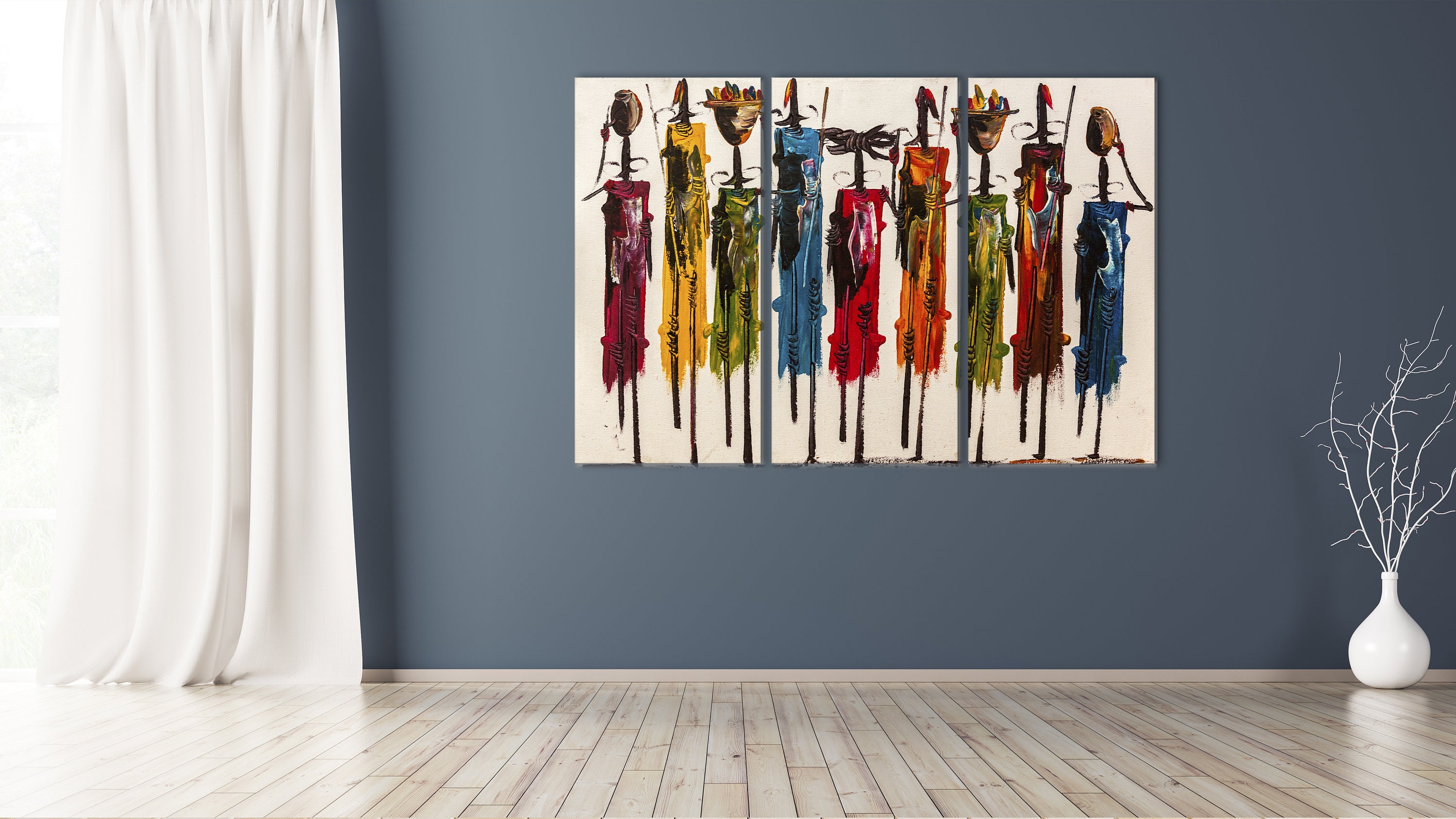 People From the Tribe of Abstraction Masai Canvas Print African Wall ...