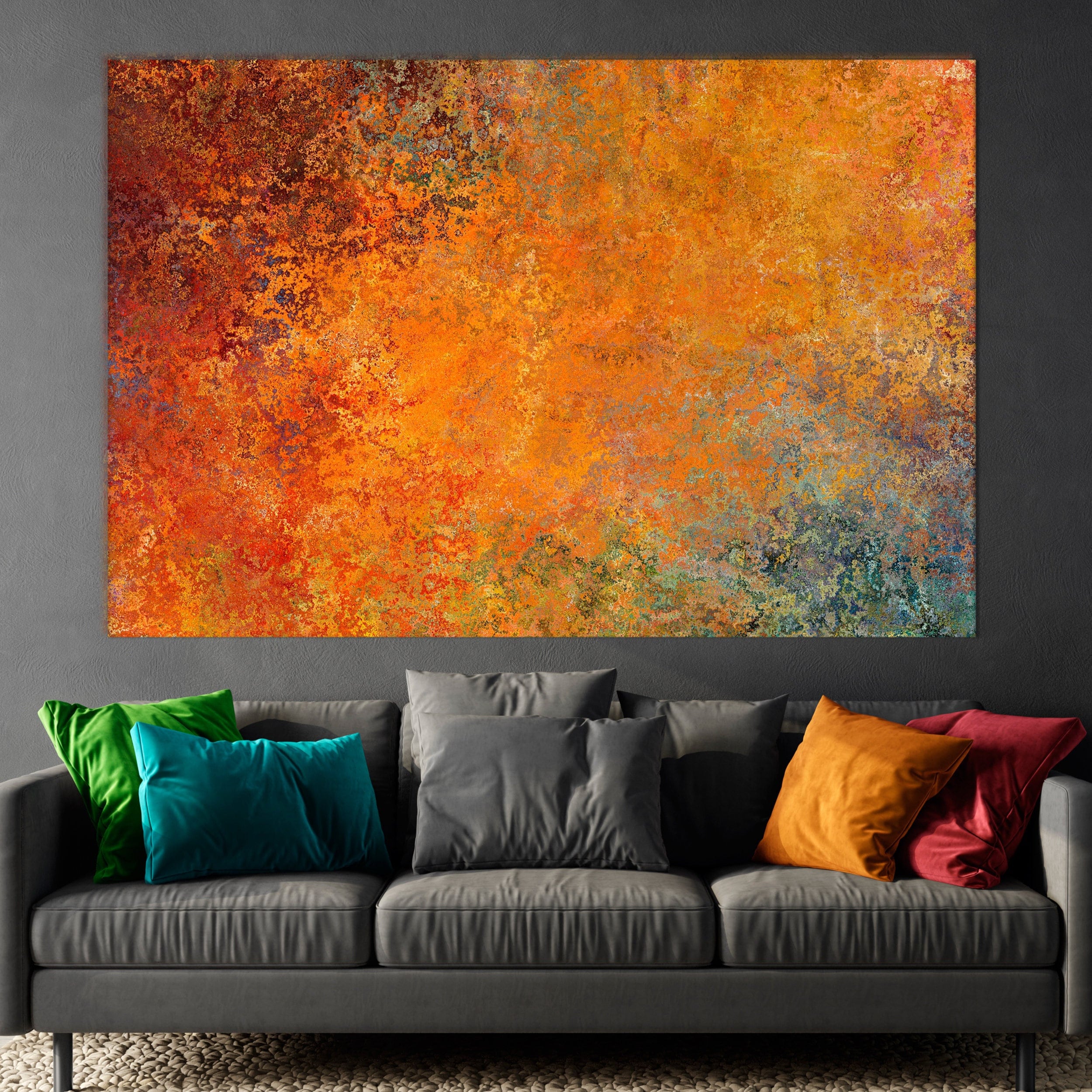Canvas Print Large Copper Wall Art Rusty Texture Patten Copper Abstract ...