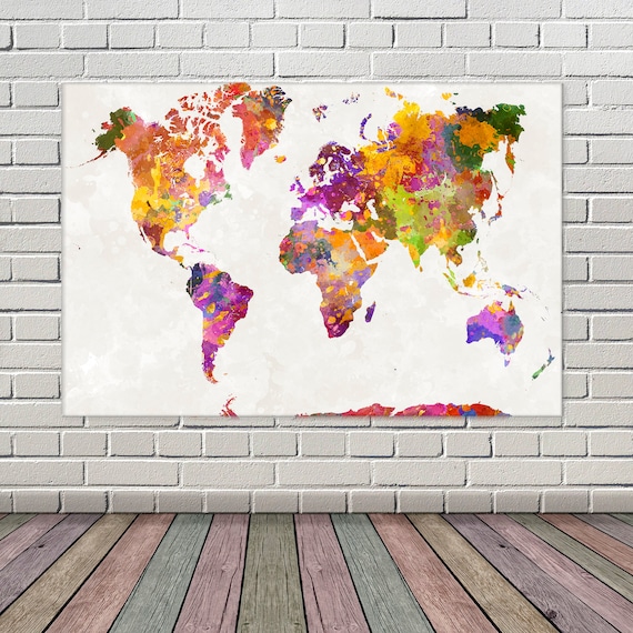 Colorful World Map Print World Map Wall Art World Map | Etsy