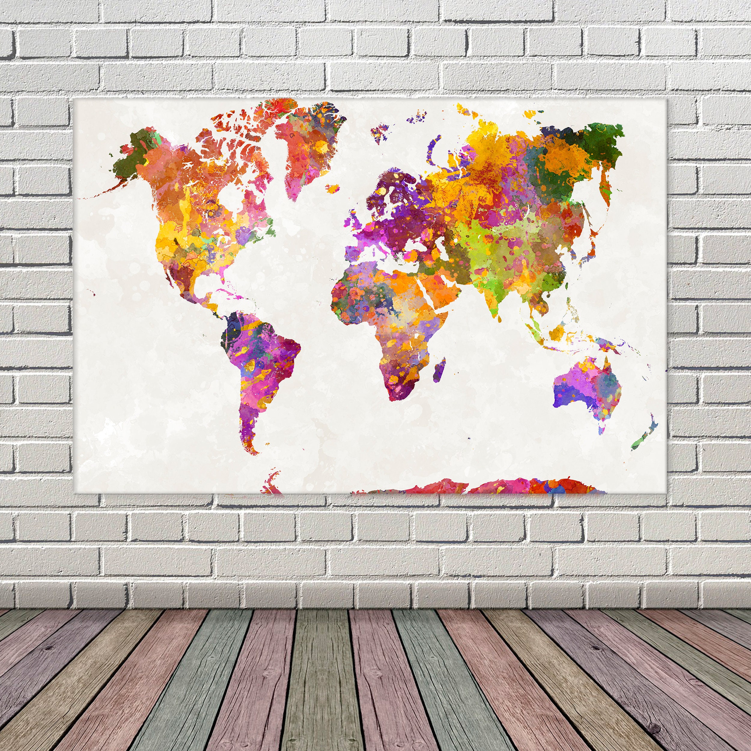 Colorful World Map Print World Map Wall Art World Map | Etsy