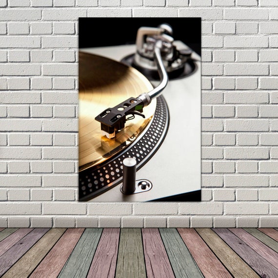 Turntable DJ Music Canvas Gold Vinyl Player Wall Art - Etsy