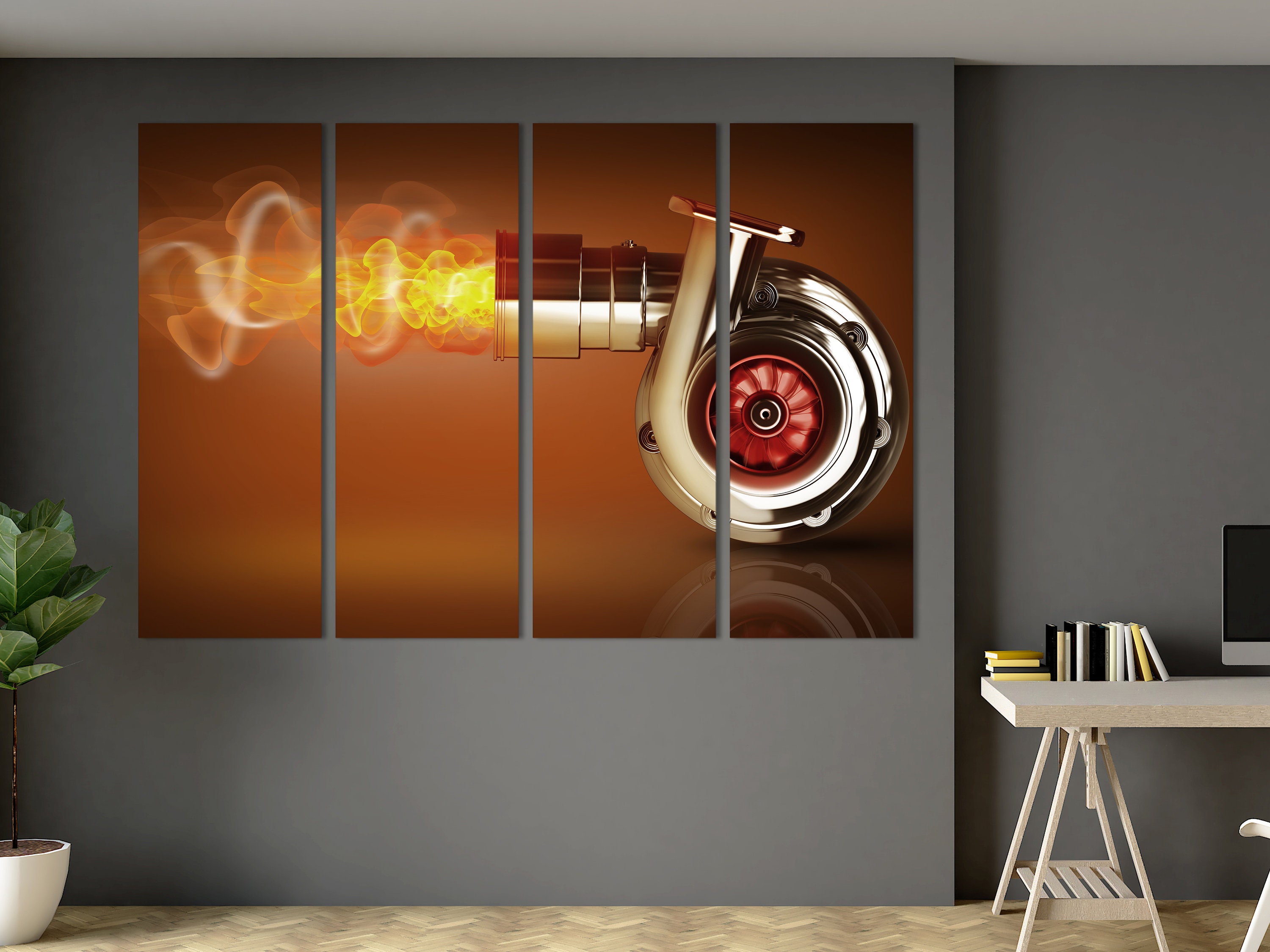 Fire Turbine Wall Art , Steel Turbocharger With Fire - Etsy