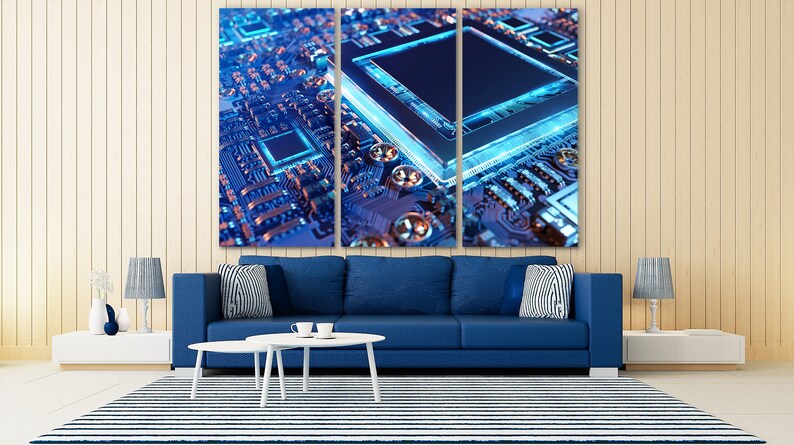 Circuit Board Wall Art Computer Scince Wall Print Neon Light - Etsy