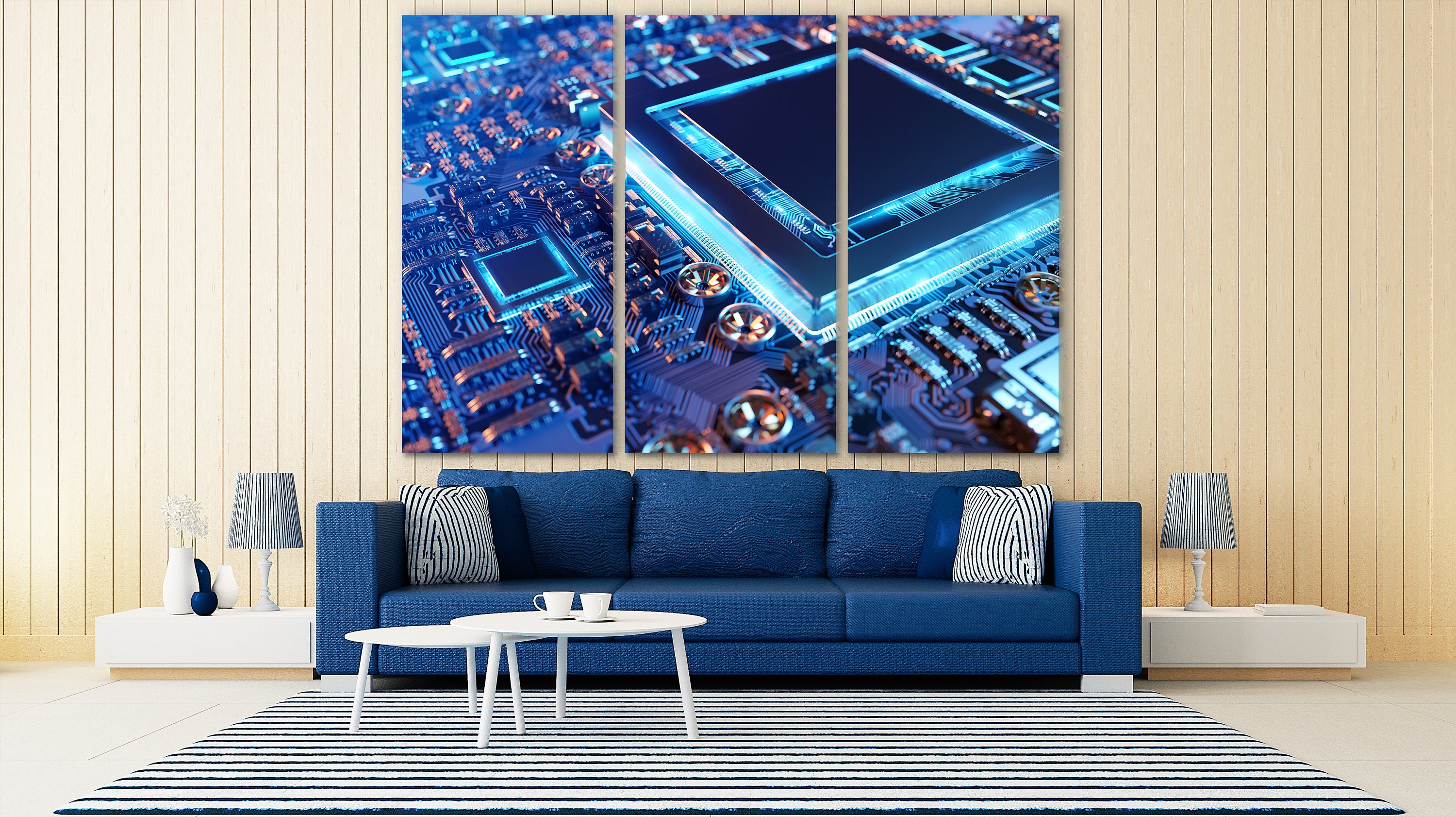 Circuit Board Wall Art Computer Scince Wall Print Neon Light - Etsy