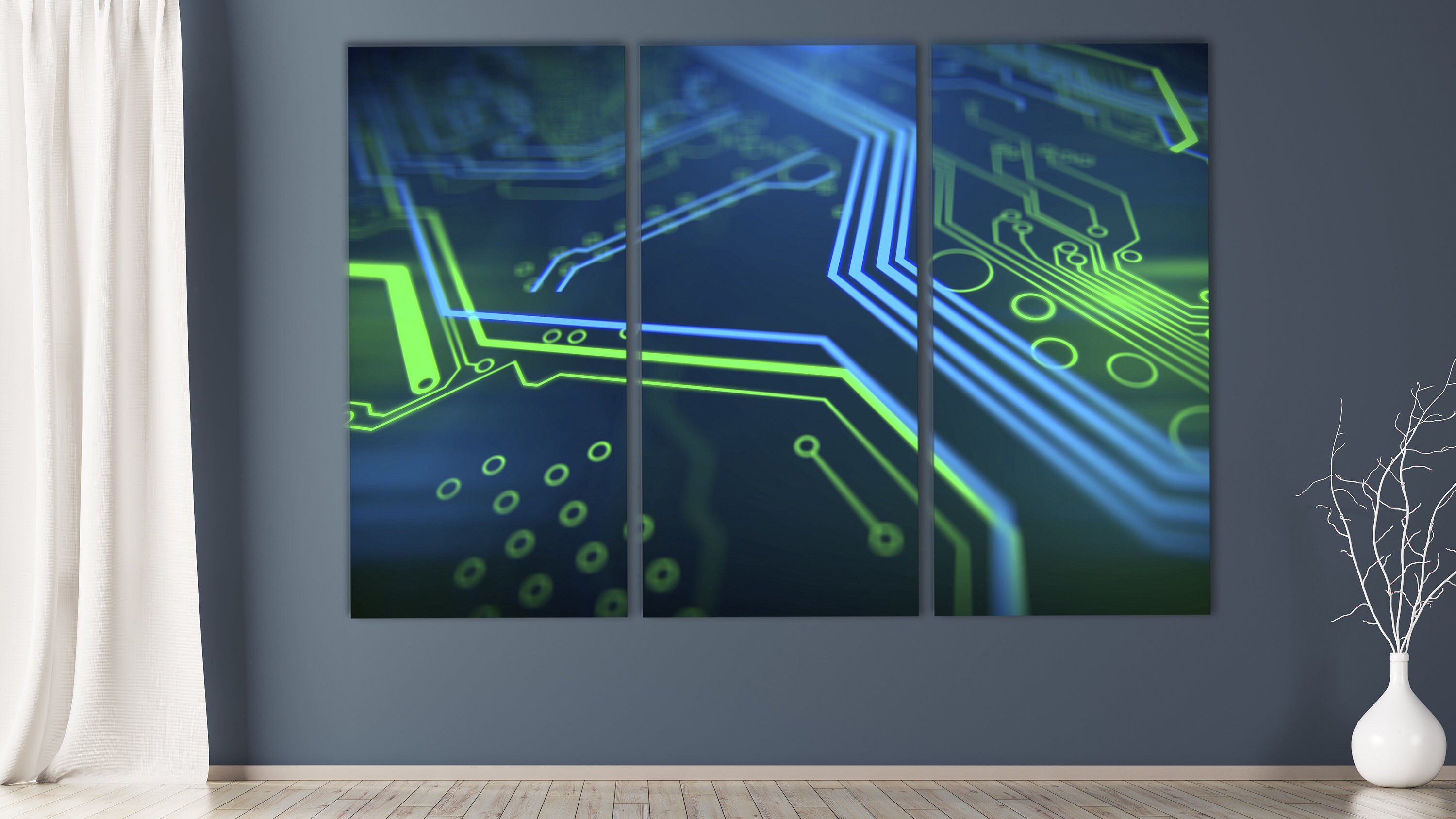 Circuit Board Wall Art Computer Scince Wall Print Neon Light - Etsy