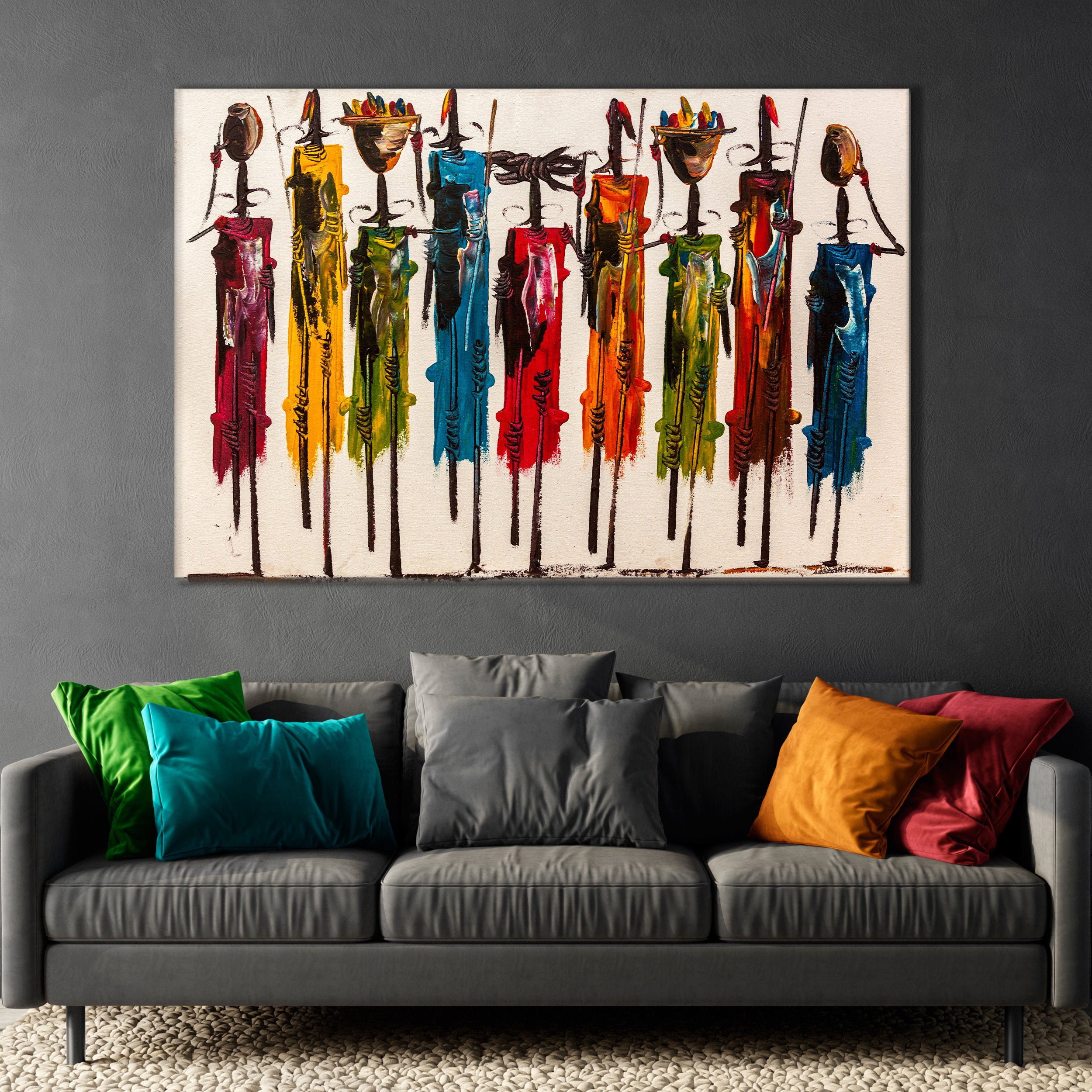 People From the Tribe of Abstraction Masai Canvas Print African Wall ...