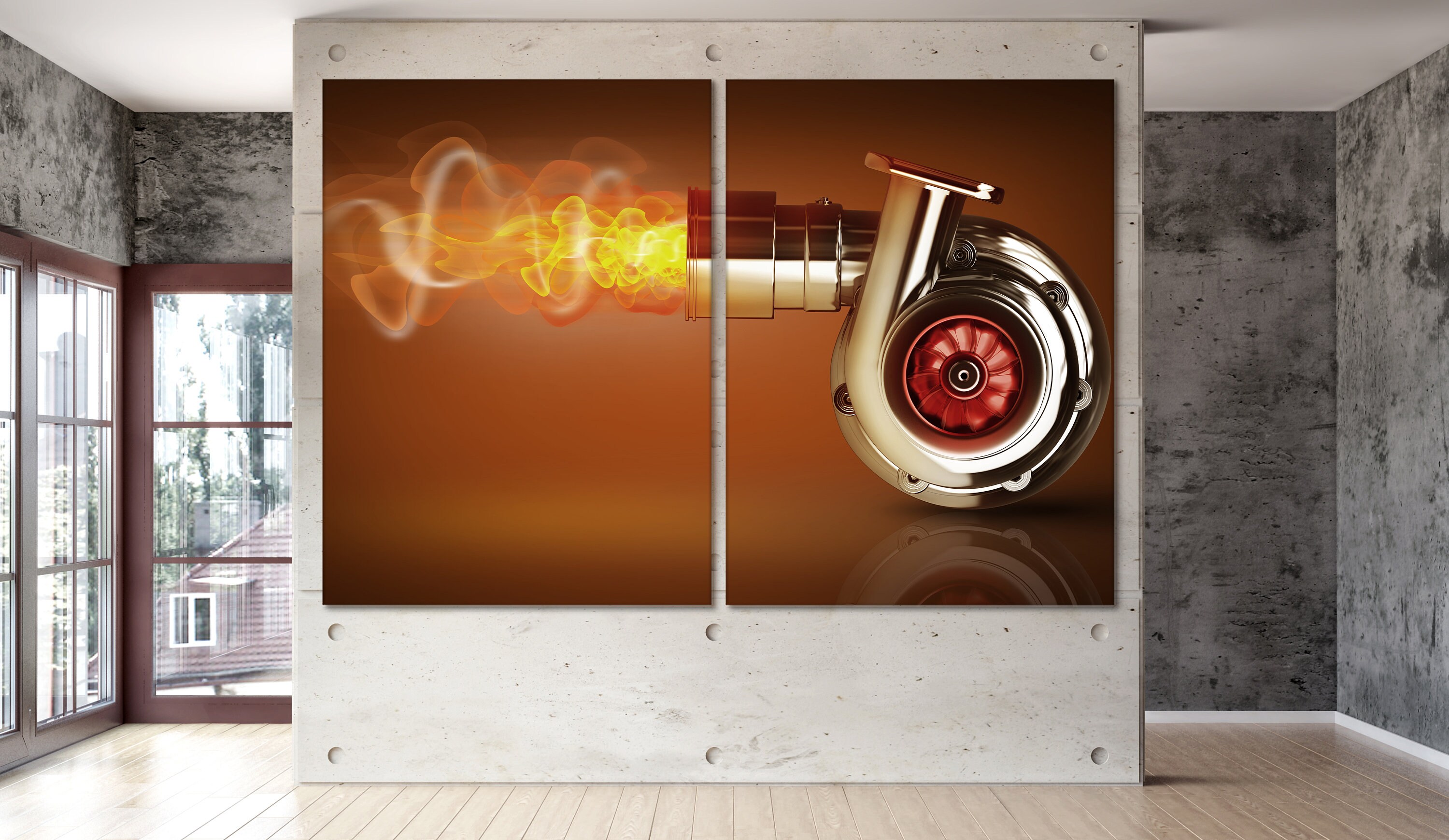 Fire Turbine Wall Art , Steel Turbocharger With Fire - Etsy