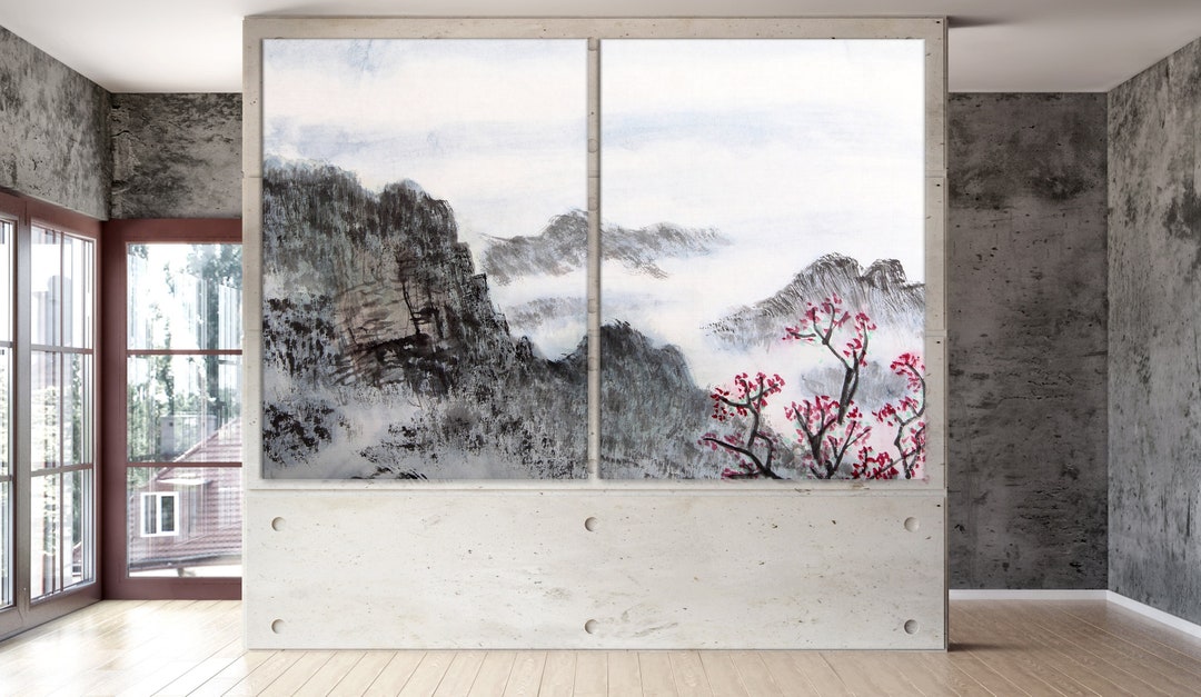 Traditional Japanese Painting, Landscape Wall Art , Japanese Canvas - Etsy