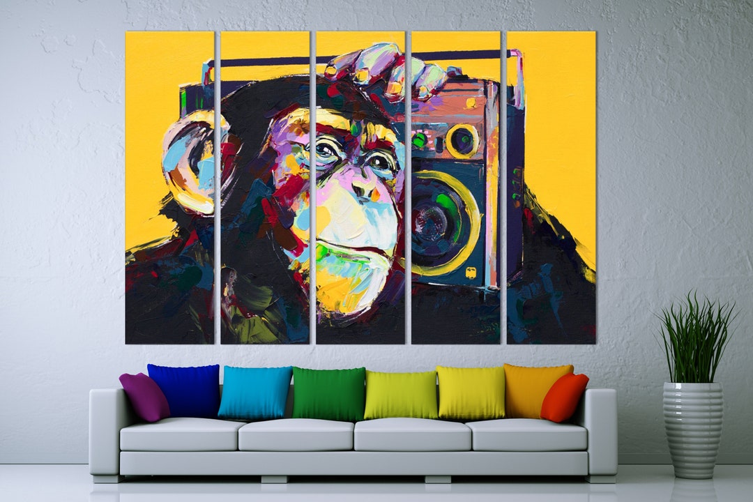 Monkey Boombox Canvas Art , Dj Monkye Decor , Funny Monkey Print ...