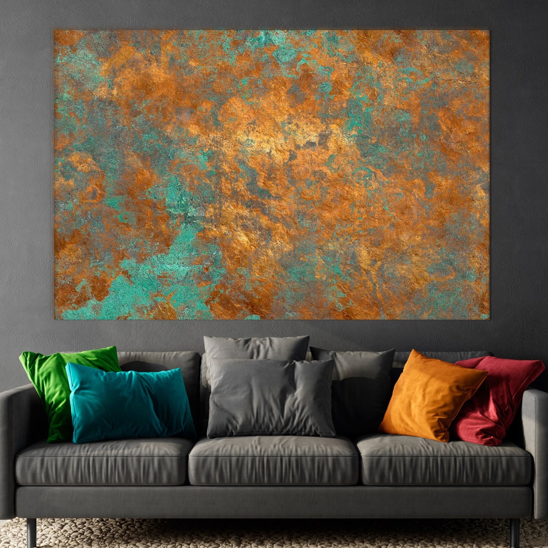 Canvas Print Large Oxidized Copper Wall Art Rusty Texture Patten Copper ...