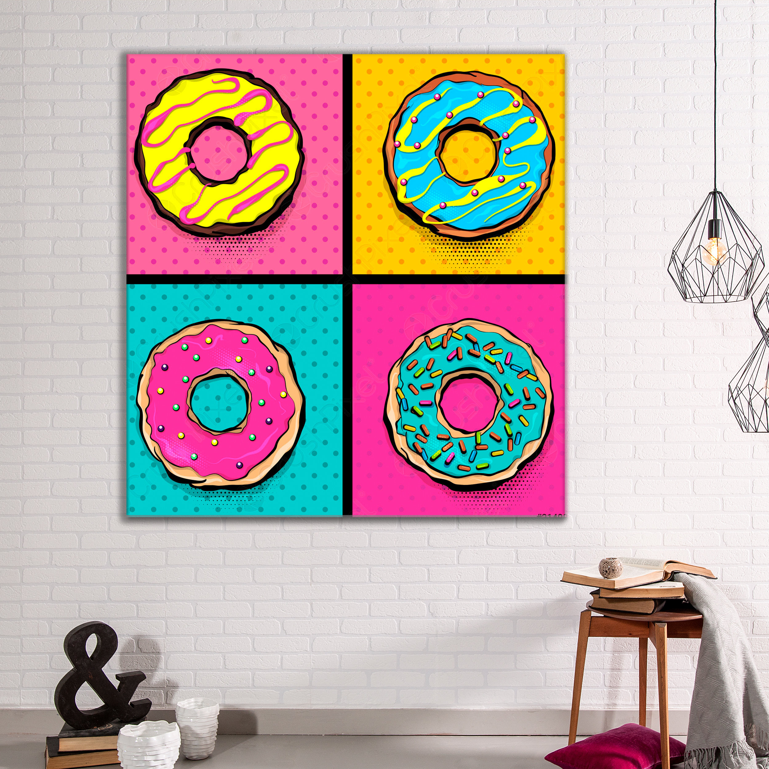 Donut Pop Art Set of Donuts for Kitchen Canvas Desert Wall - Etsy