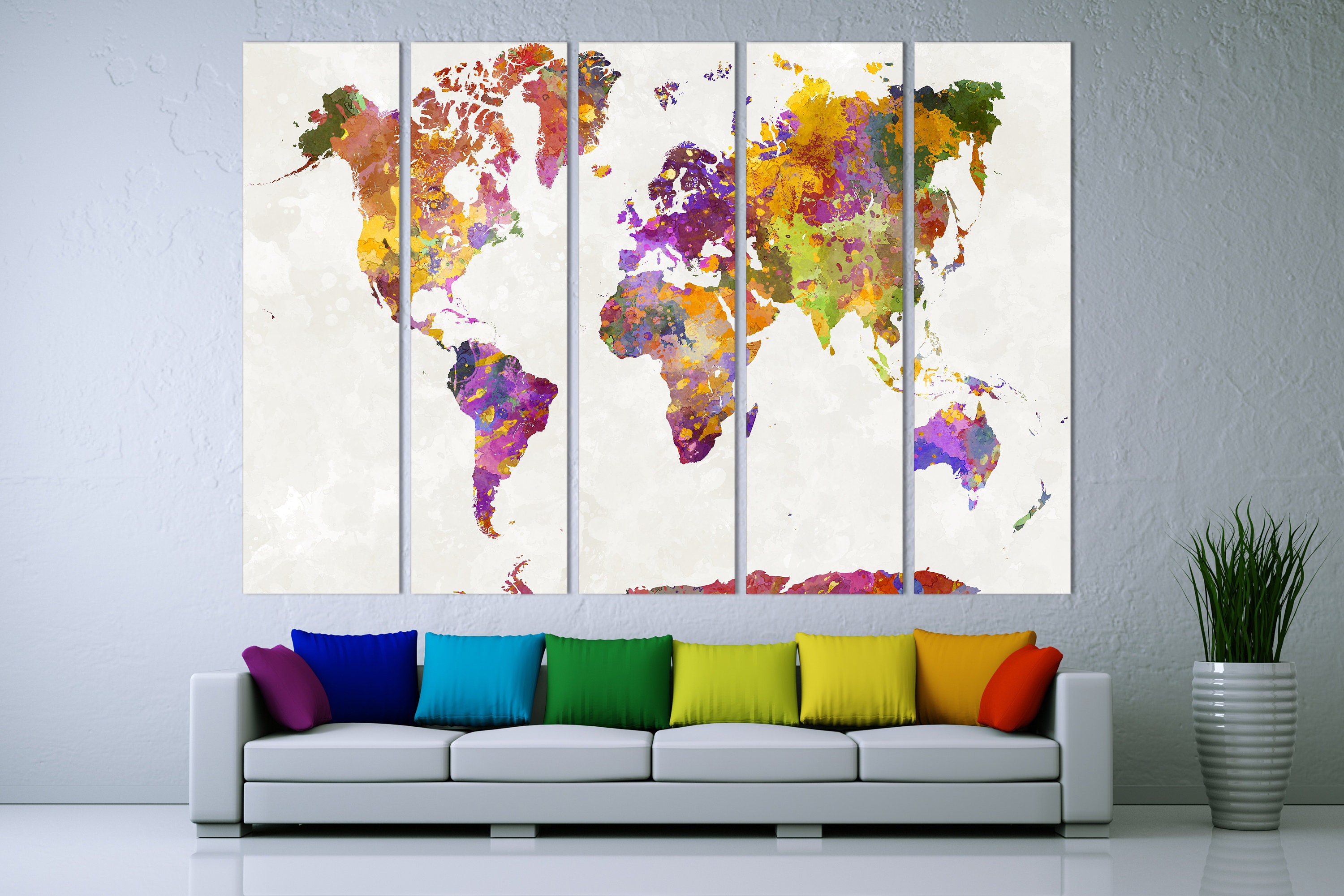 Colorful World Map Print World Map Wall Art World Map - Etsy