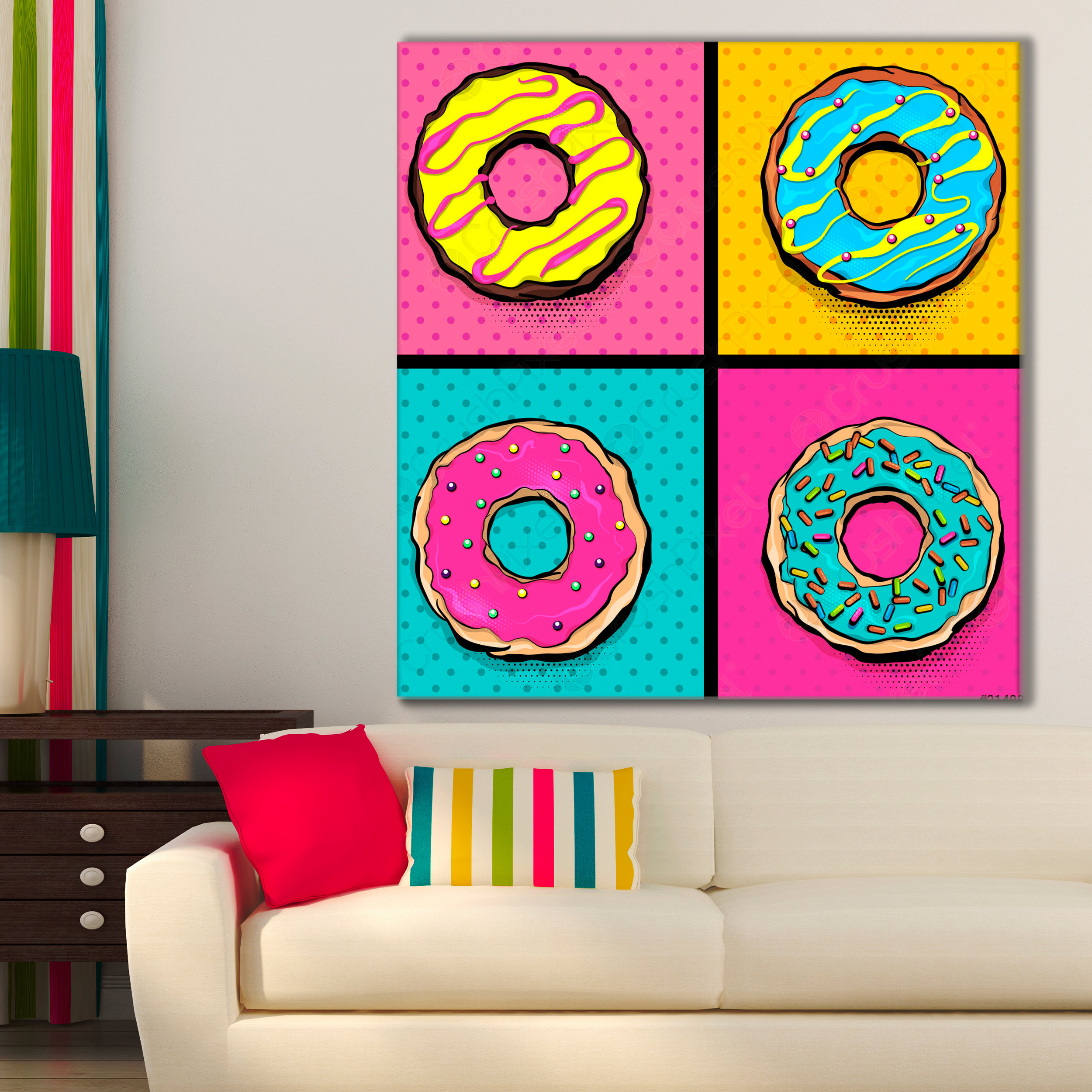 Donut Pop Art Set of Donuts for Kitchen Canvas Desert Wall - Etsy