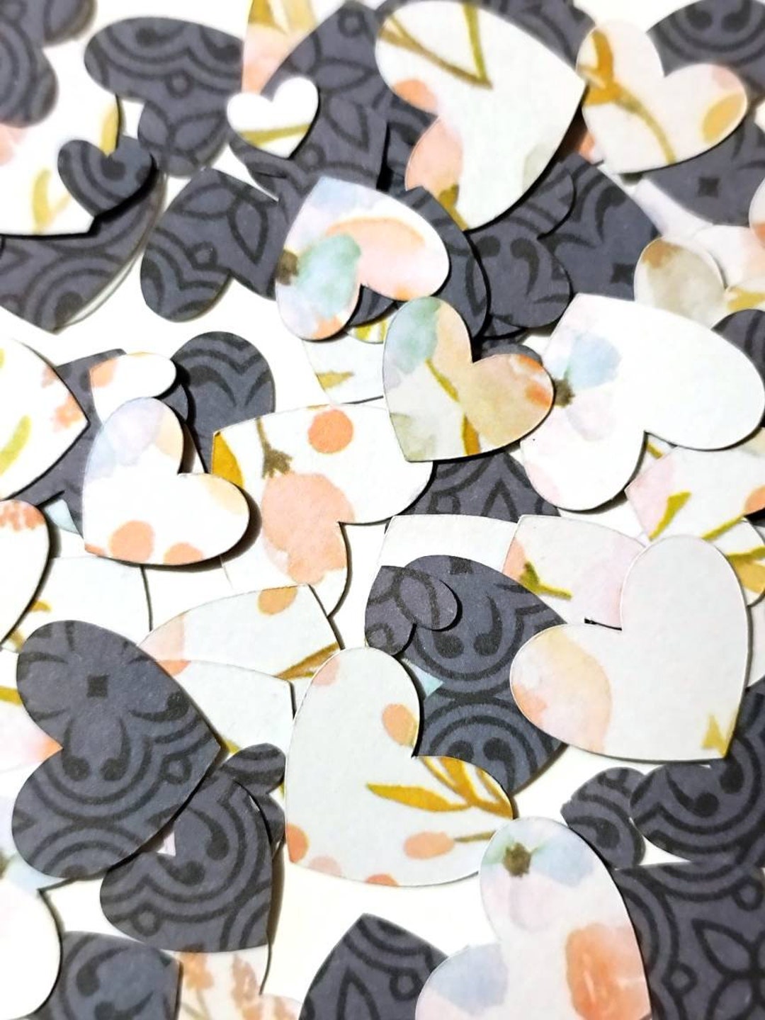 Luxury Floral Slate Design Heart Table Scatters, Valentine's Day Hearts ...