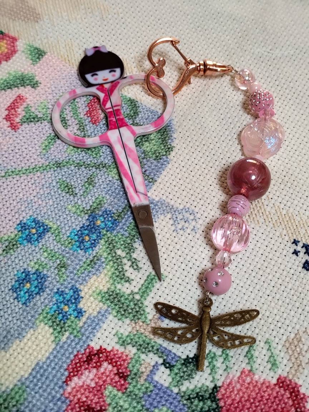 Light Pink Scissor Fob, Baby Pink Scissor Keeper, Bling for Your ...