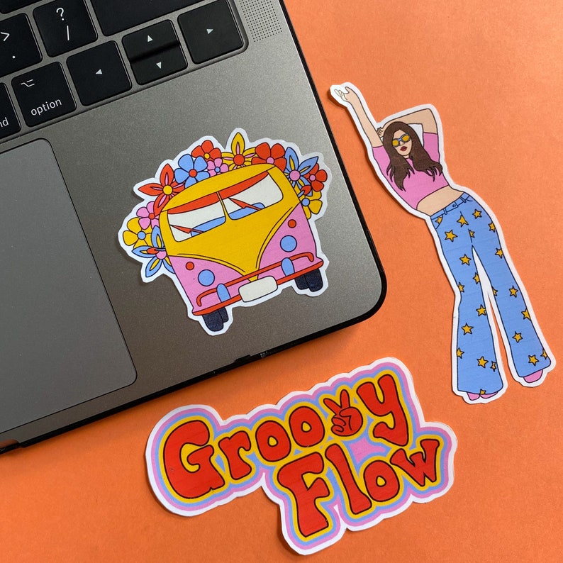 Groovy Flow Sticker Pack of 6 Individual Stickers Matte | Etsy