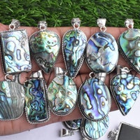 Abalone Shell Gemstone 925 Silver Plated Necklace, Unique Necklace ...