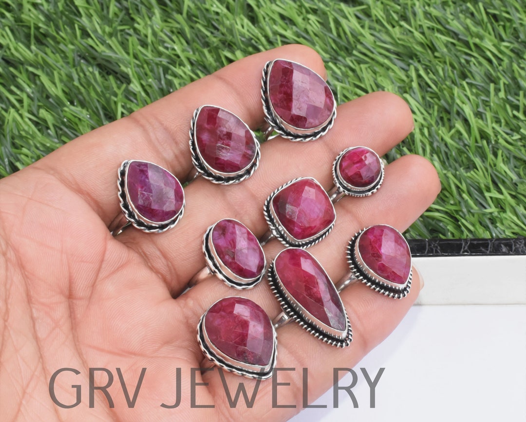 Simulated Ruby Gemstone Rings / Wholesale Rings / Bulk Rings ...