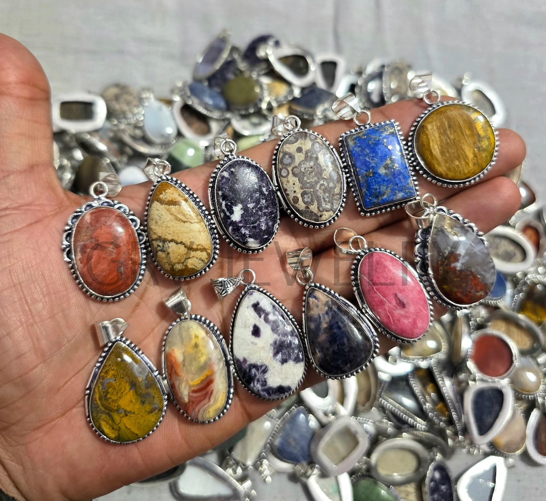 Assorted Gemstone Pendants Lot / Natural Crystal Pendants / Boho ...