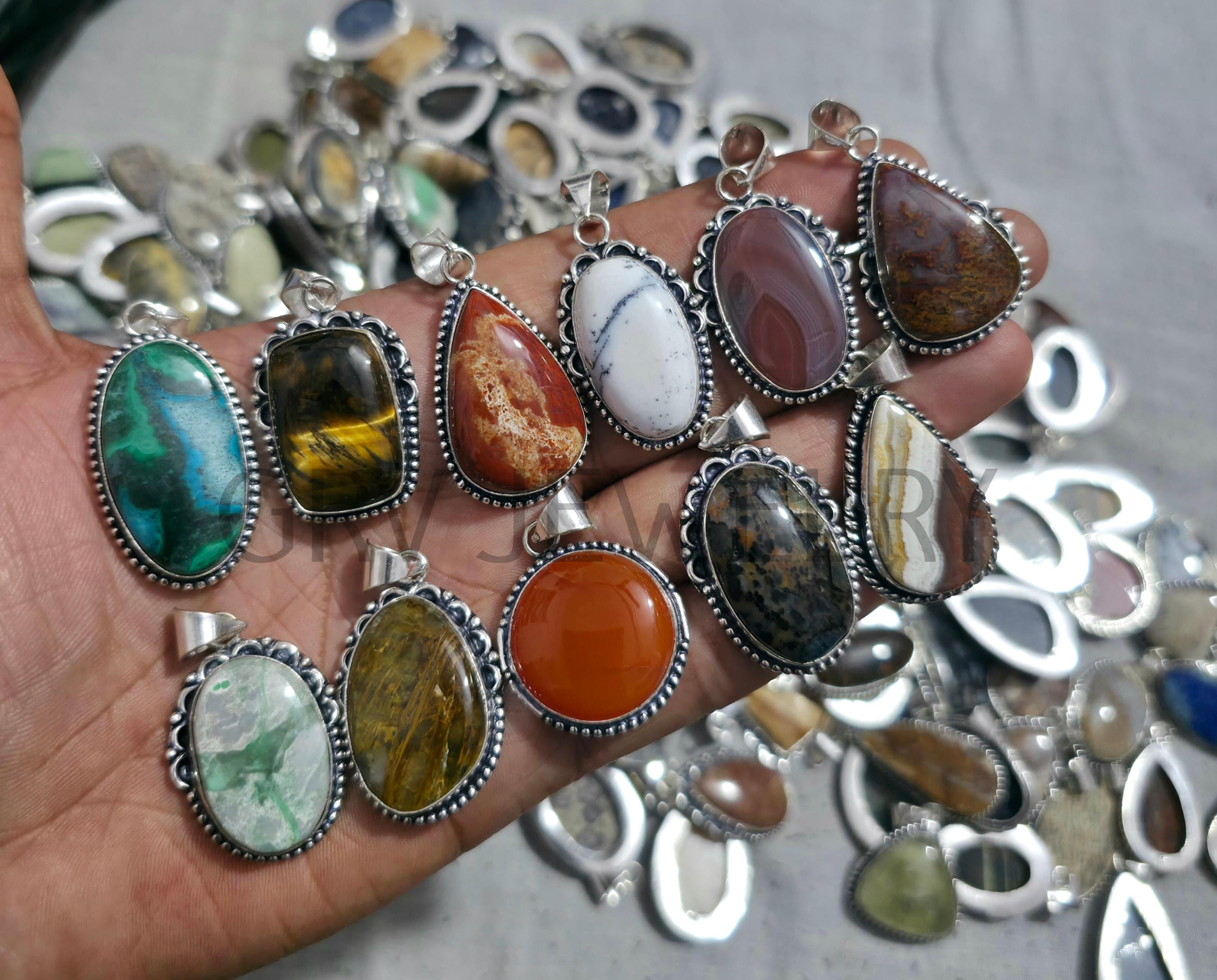 Assorted Gemstone Pendants Lot / Natural Crystal Pendants / Boho ...