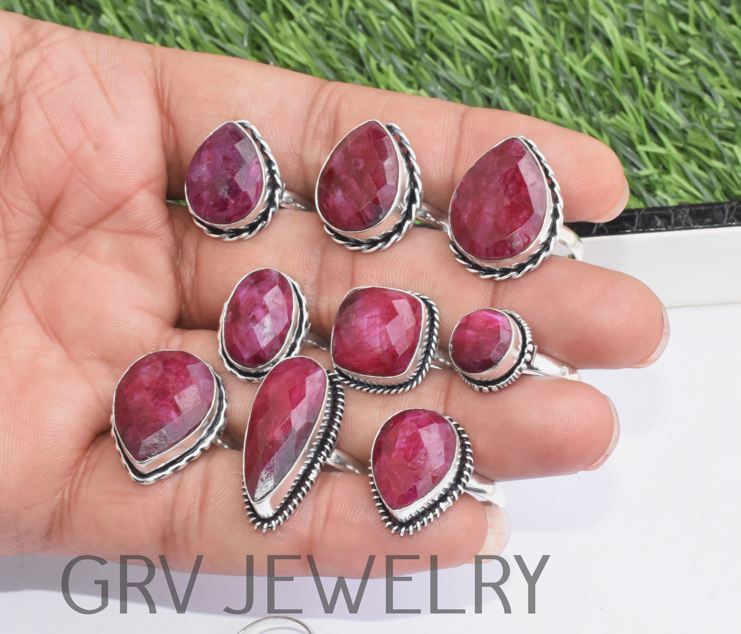 Simulated Ruby Gemstone Rings / Wholesale Rings / Bulk Rings ...
