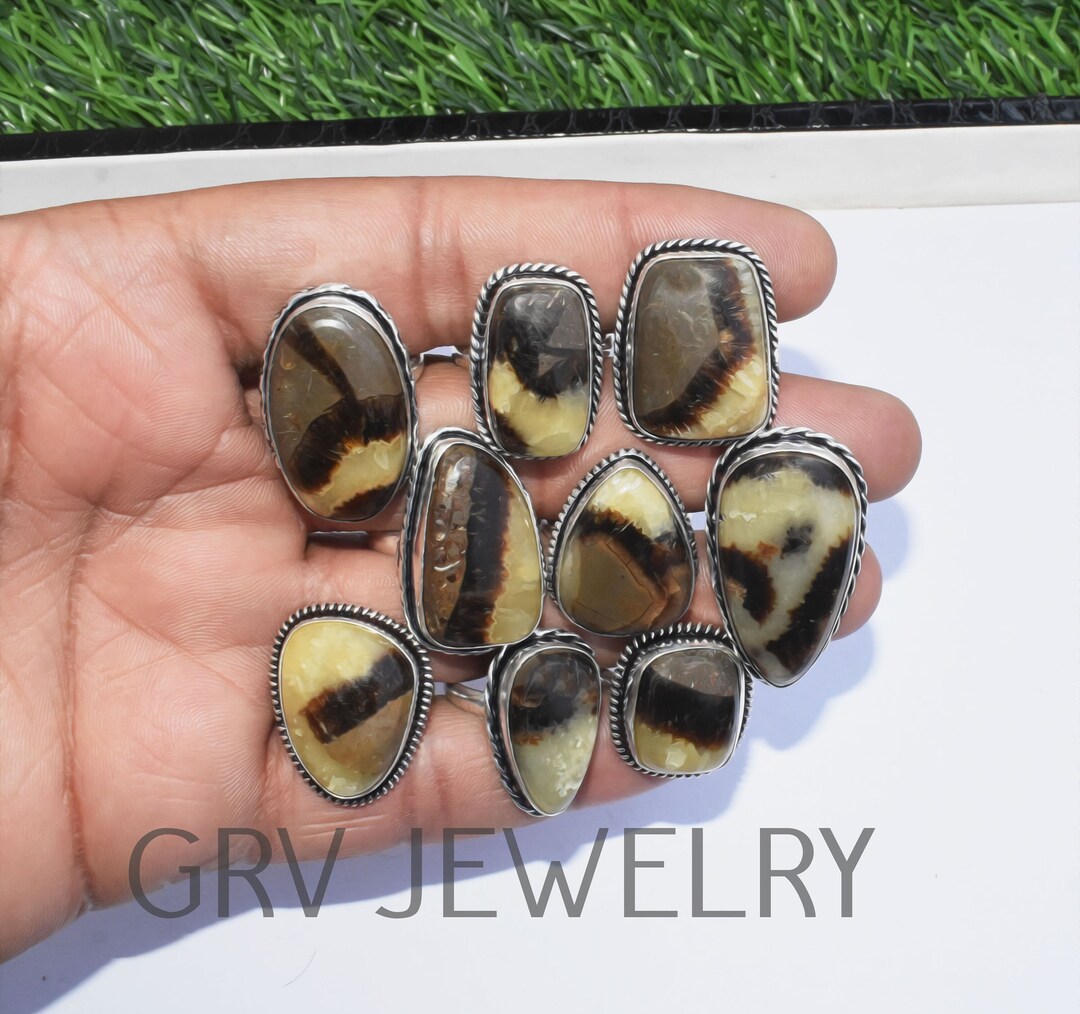 Natural Yellow Septarian Gemstone Rings / Wholesale Rings / Bulk Rings ...