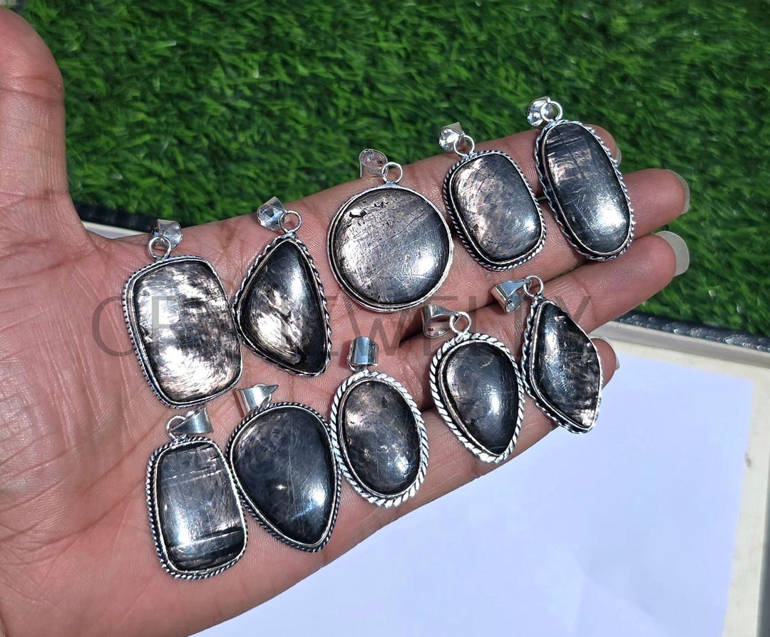 Natural Hypersthene Gemstone Pendant 925 Sterling Silver Plated Jewelry ...