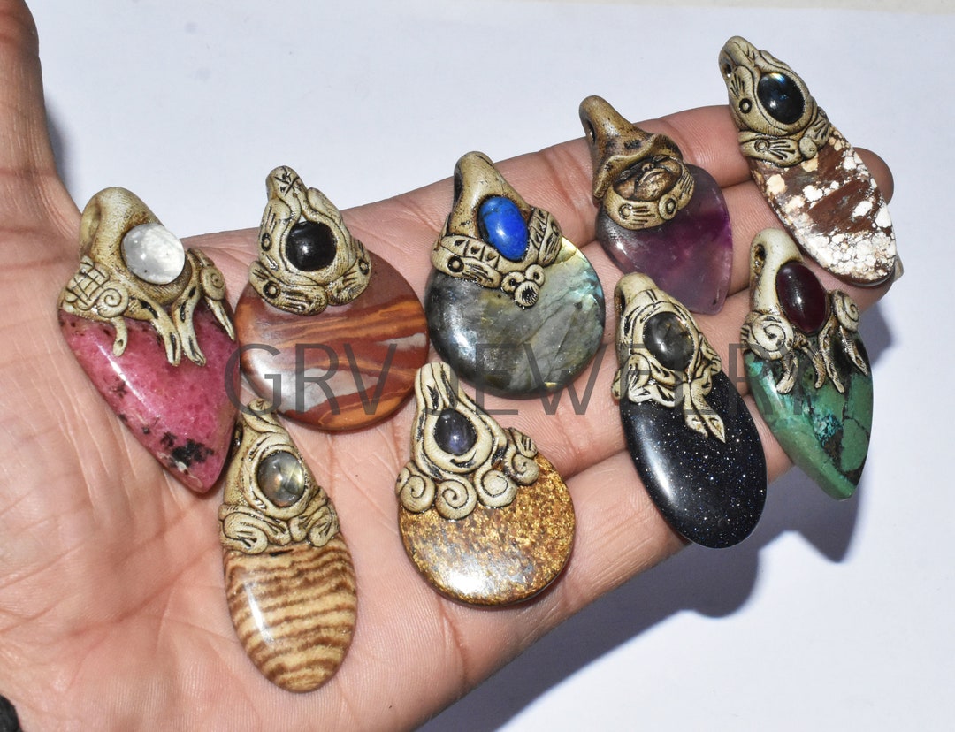 Natural Clay Mix Gemstone Pendants / Wholesale Pendants / Bulk Pendants ...