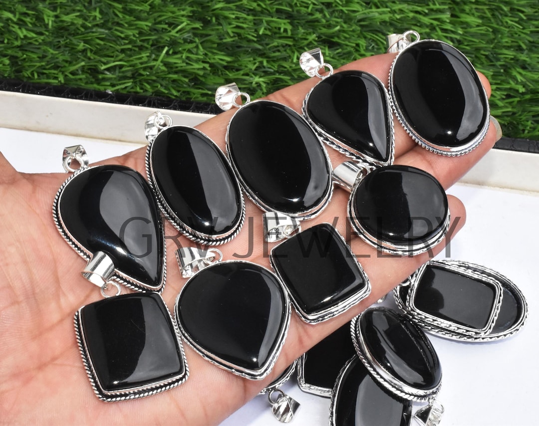 Natural Black Onyx Gemstone Pendants / Wholesale Pendants / Bulk ...