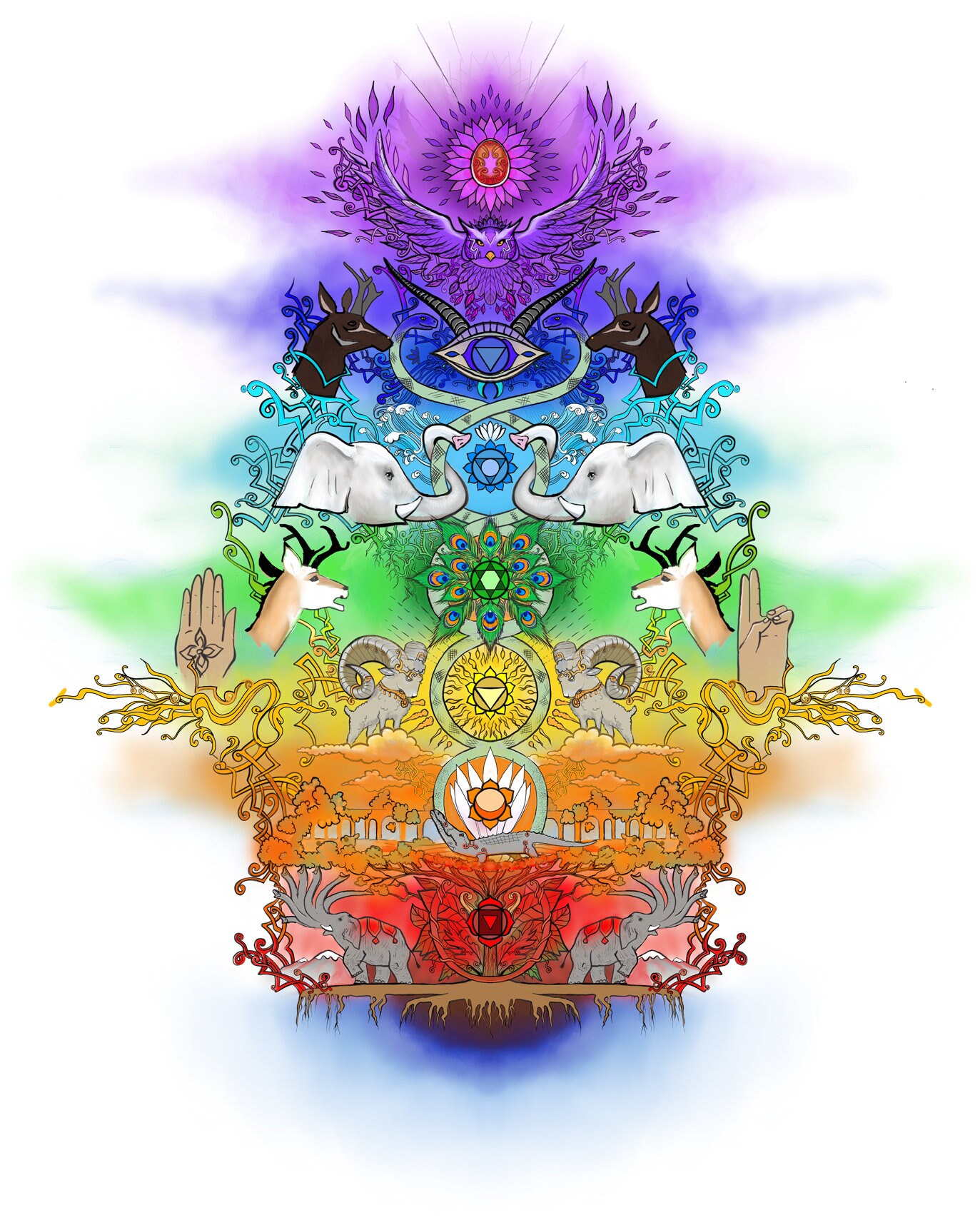 Chakras, Meditation, Animals, Yoga, Large Size Painting for Printing ...