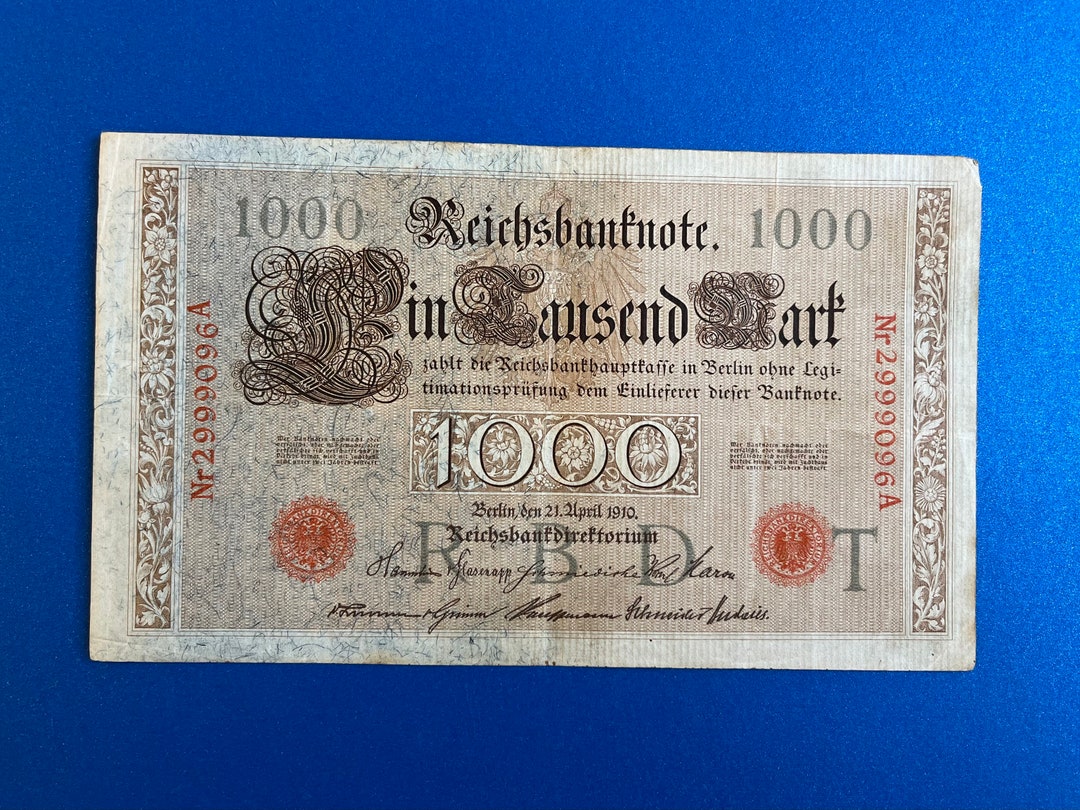 Germany Reichsbank Banknote 1000 Mark 1910. Antique German Paper Money ...
