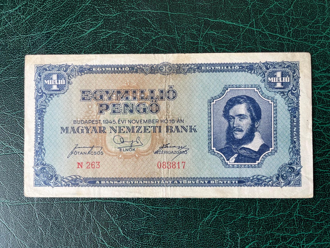 1 Million Pengo 1945 Hungary Banknotes, Old Paper Money, Original ...