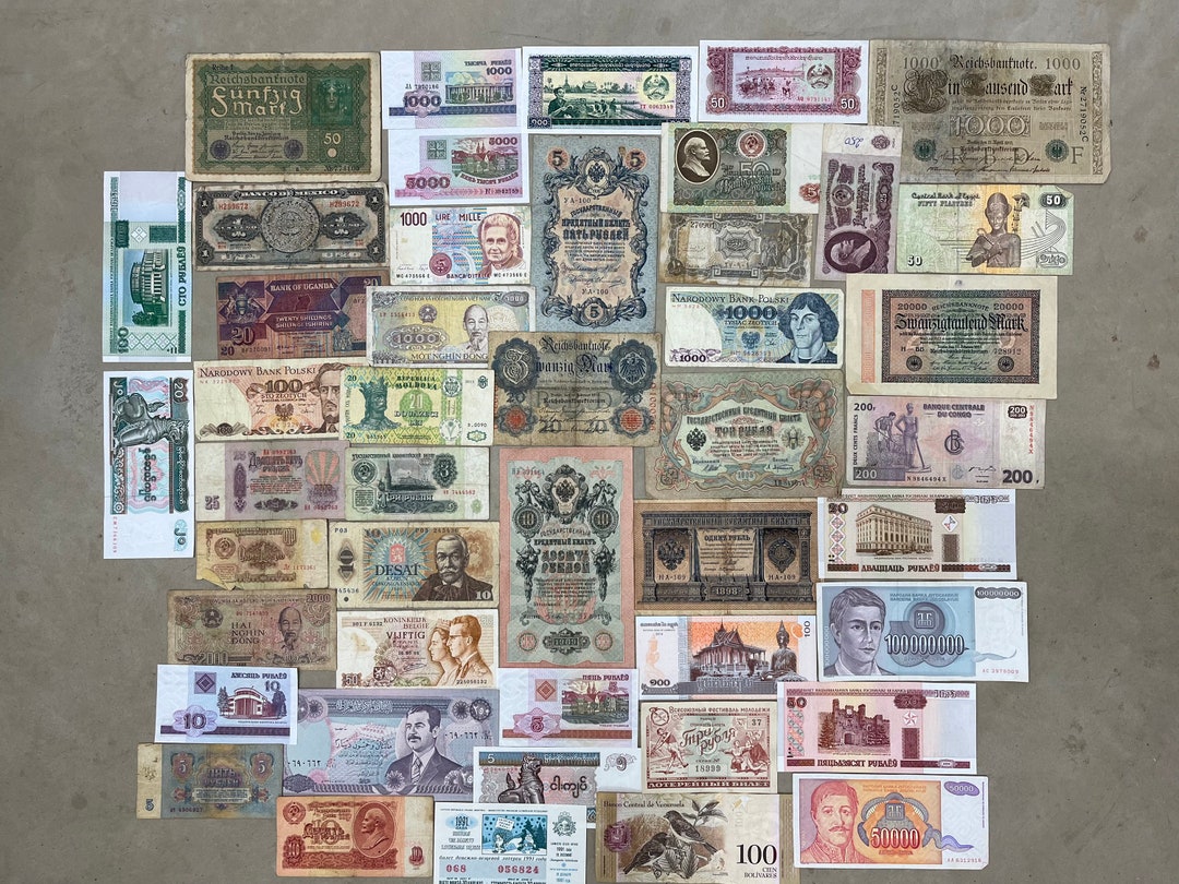 Lot of Worlds Banknotes 46 Pcs/mix Banknotes 1900 to Our Time/old ...