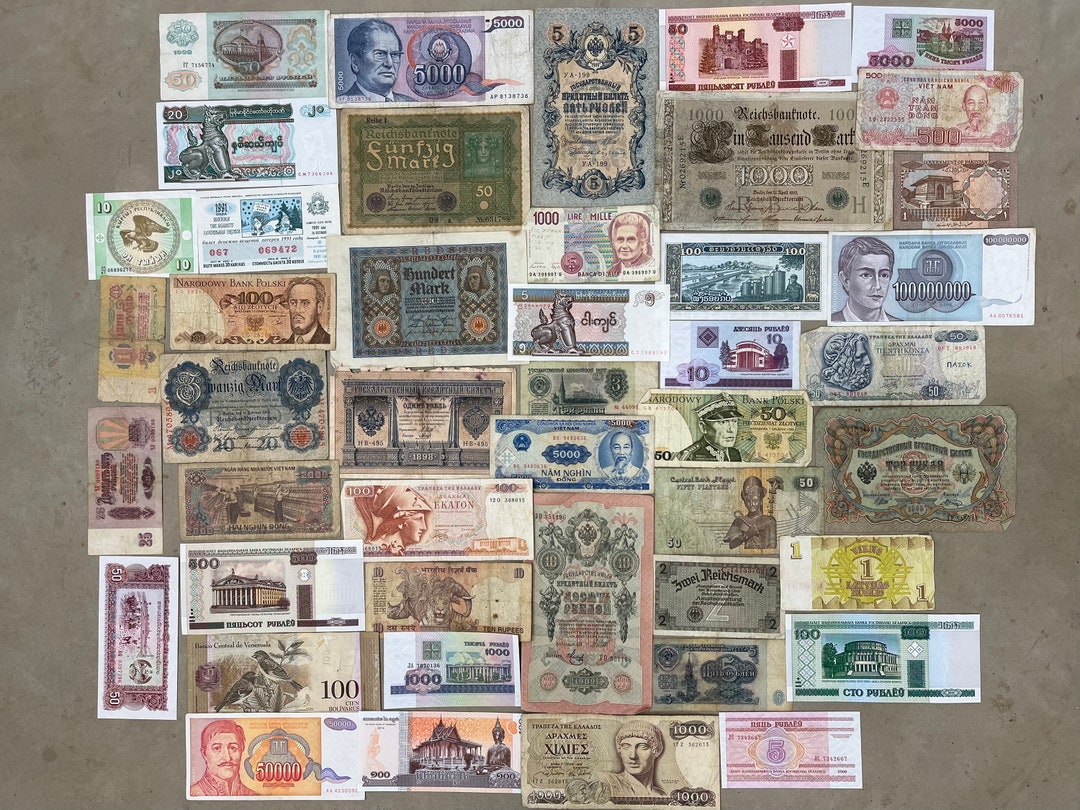 Lot of Worlds Banknotes 45 Pcs/mix Banknotes 1900 to Our Time/old ...