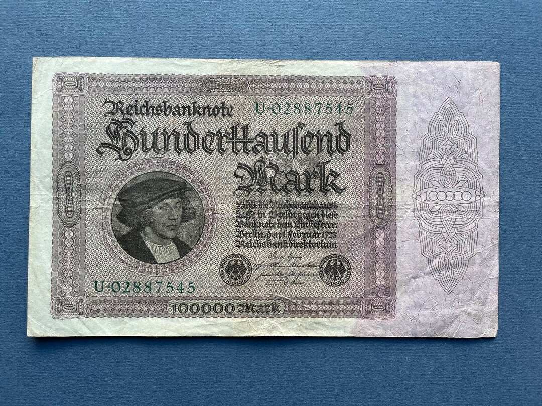 Germany Reichsbank Banknote 100000 Reichsmark 1923/antique German Paper ...