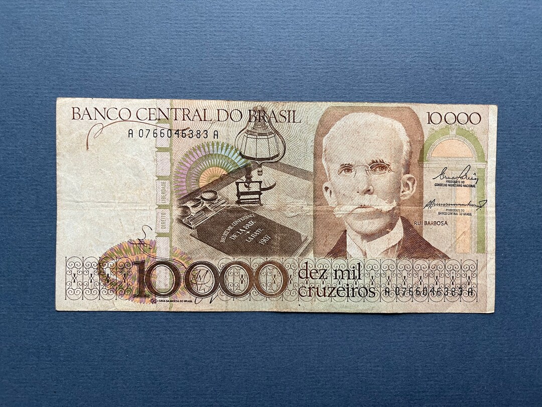 Brazil 10000 Cruzeiros Banknote, Old Brazil 10000 Cruzeiros 1984 Paper ...