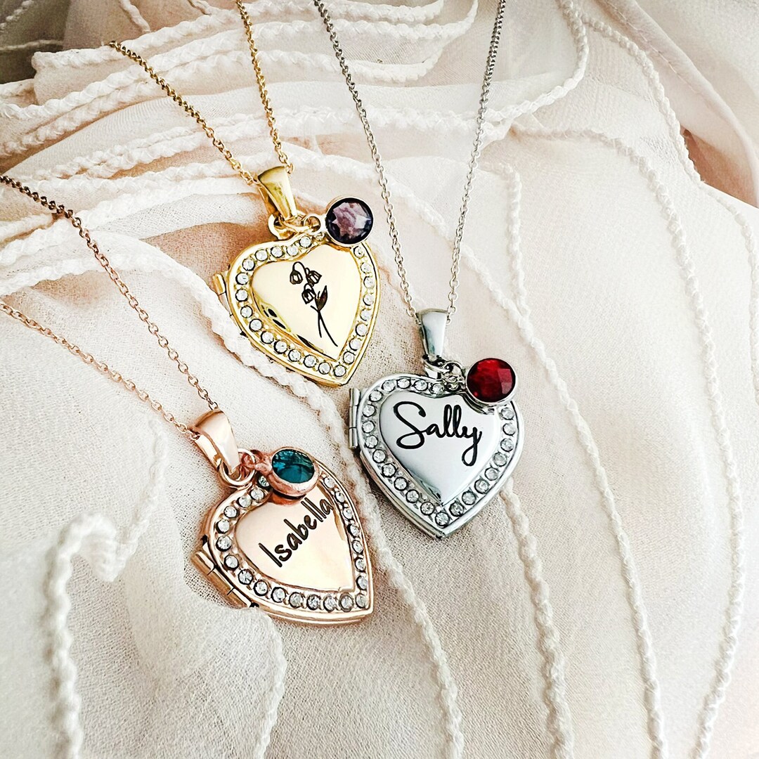 Heart Locket Necklace With Photo, Personalized Locket Necklace With ...
