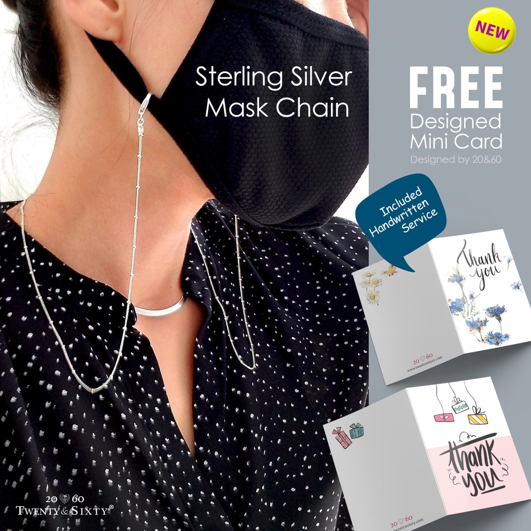 Sterling Silver Mask Chain, Face Mask Strap, Dainty Silver Mask Chain ...