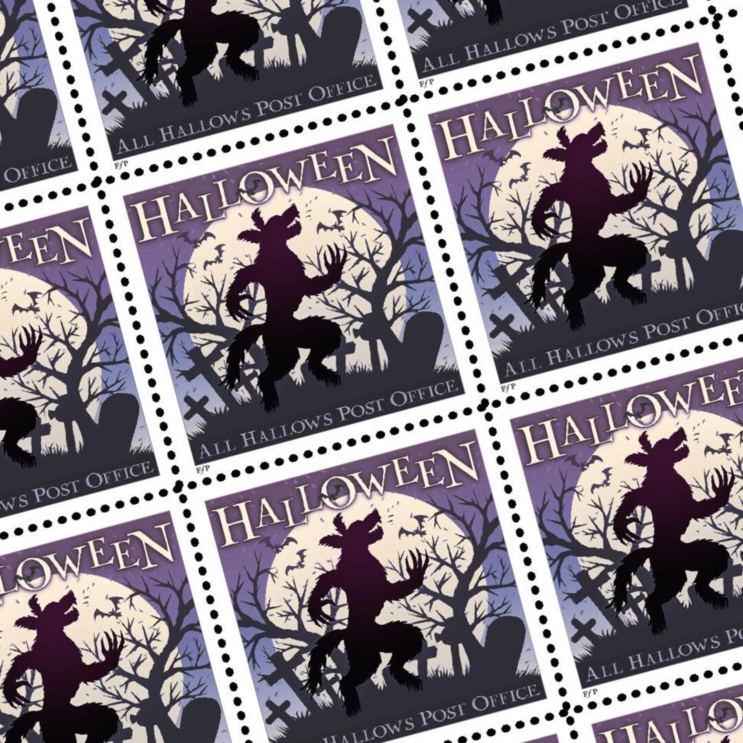 New for 2024 'WEREWOLF' Purple all Hallows Post Office Halloween Stamps ...