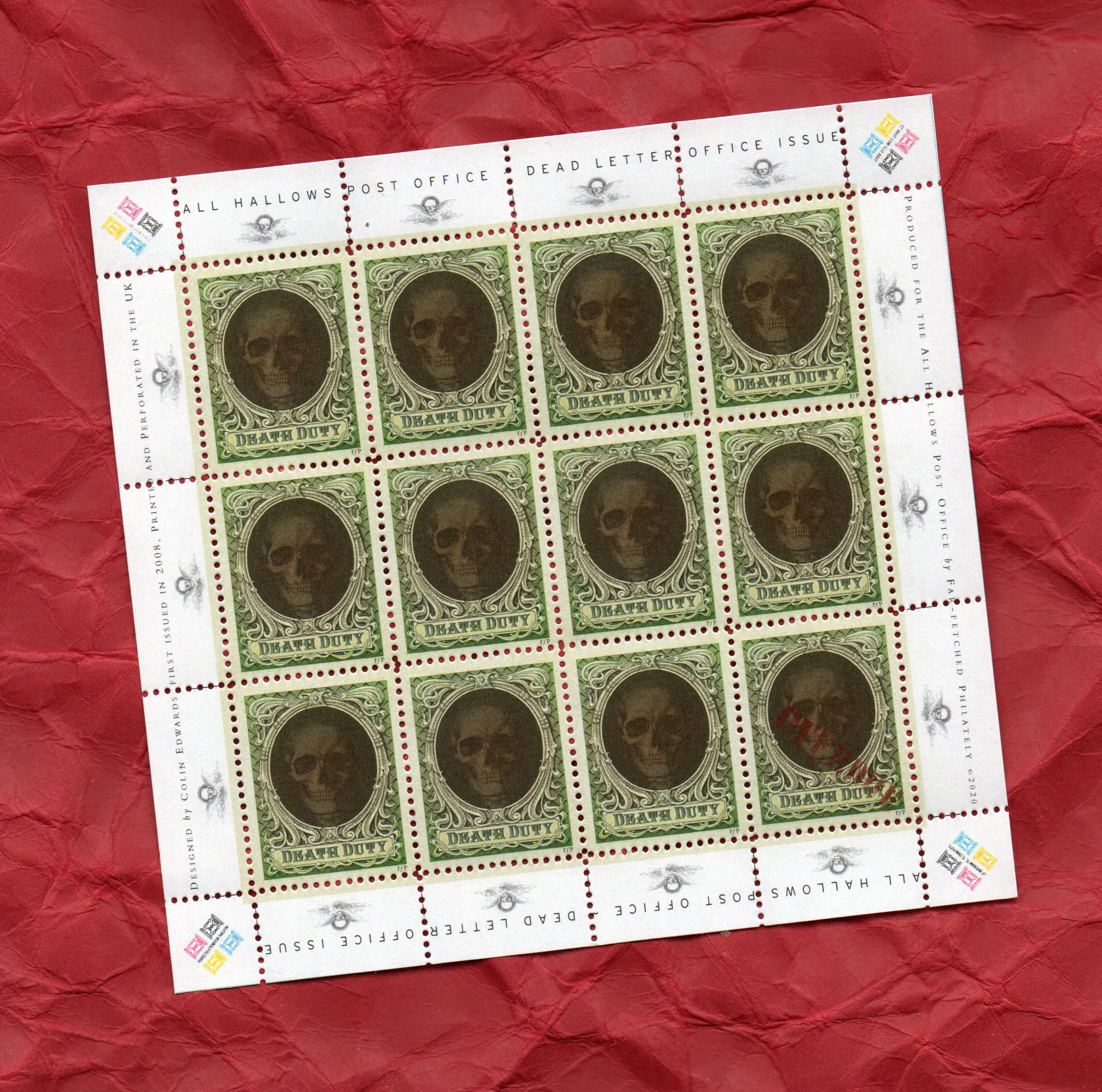 DEATH DUTY Fantasy Stamps Sheet of 12 Stamps Including One - Etsy