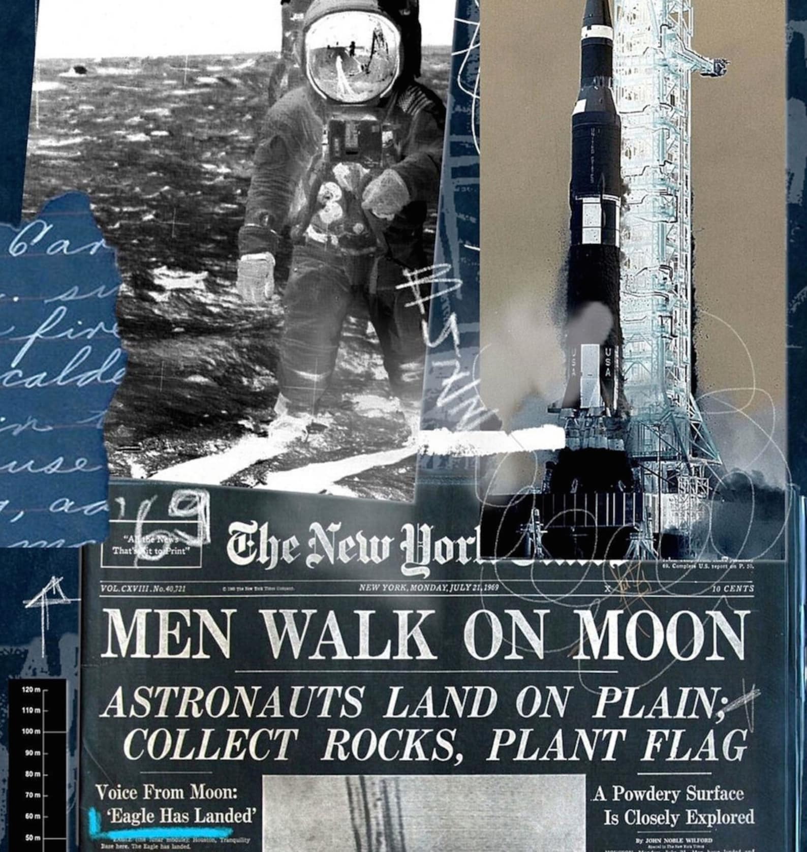 Space Shuttle Urban Pop Art Newspaper Collage Design Moon - Etsy