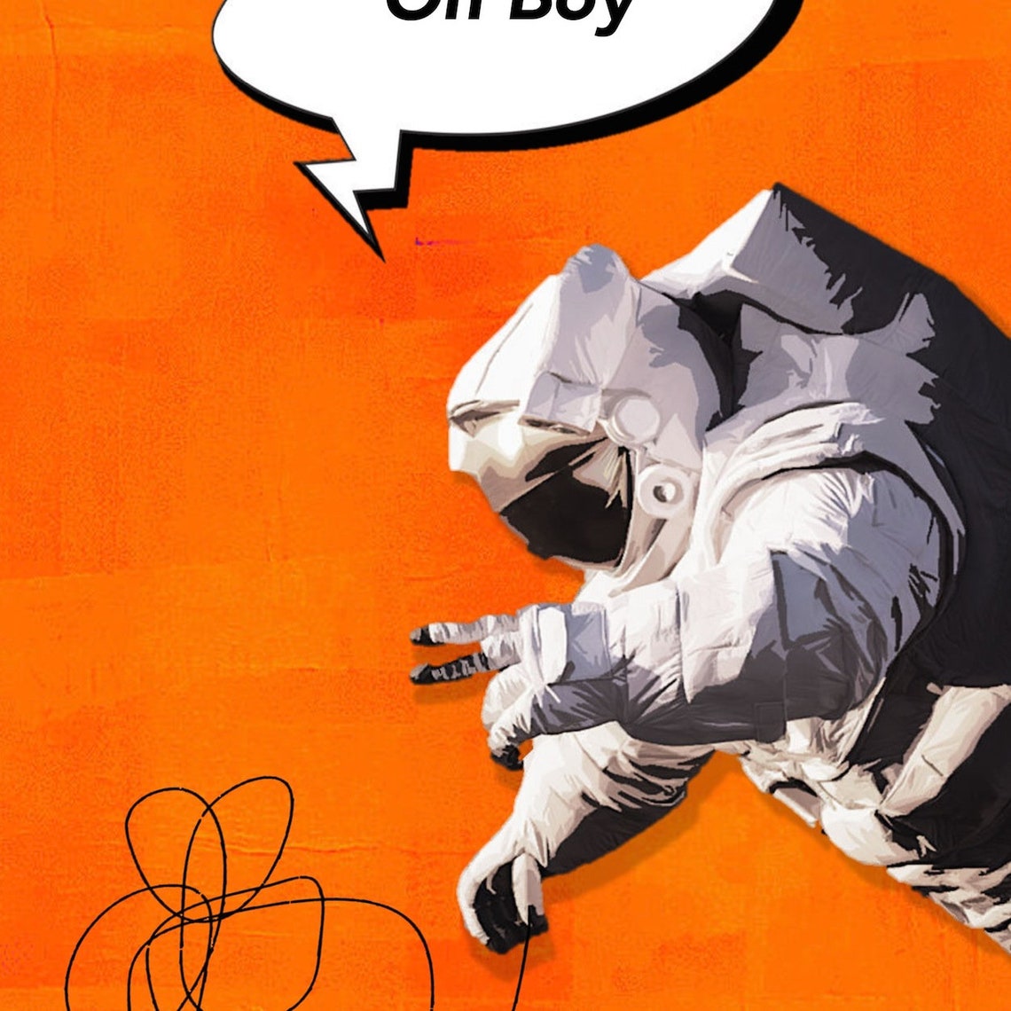 Astronaut Urban Pop Art Collage Orange Design Oh Boy NASA Moon Funky ...