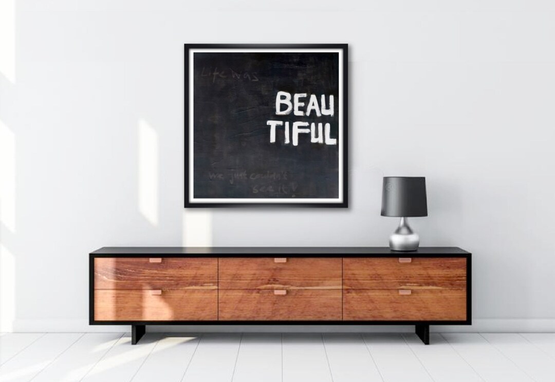 Large Abstract Painting, Beautiful Ignorance Black, Urban Shabby Subtle ...