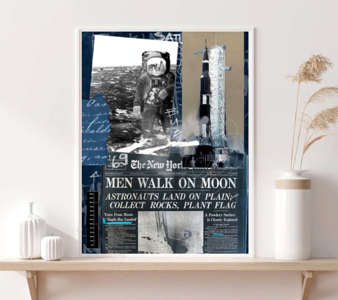 Space Shuttle, Urban Pop Art, Newspaper, Collage Design, Moon, Neil ...