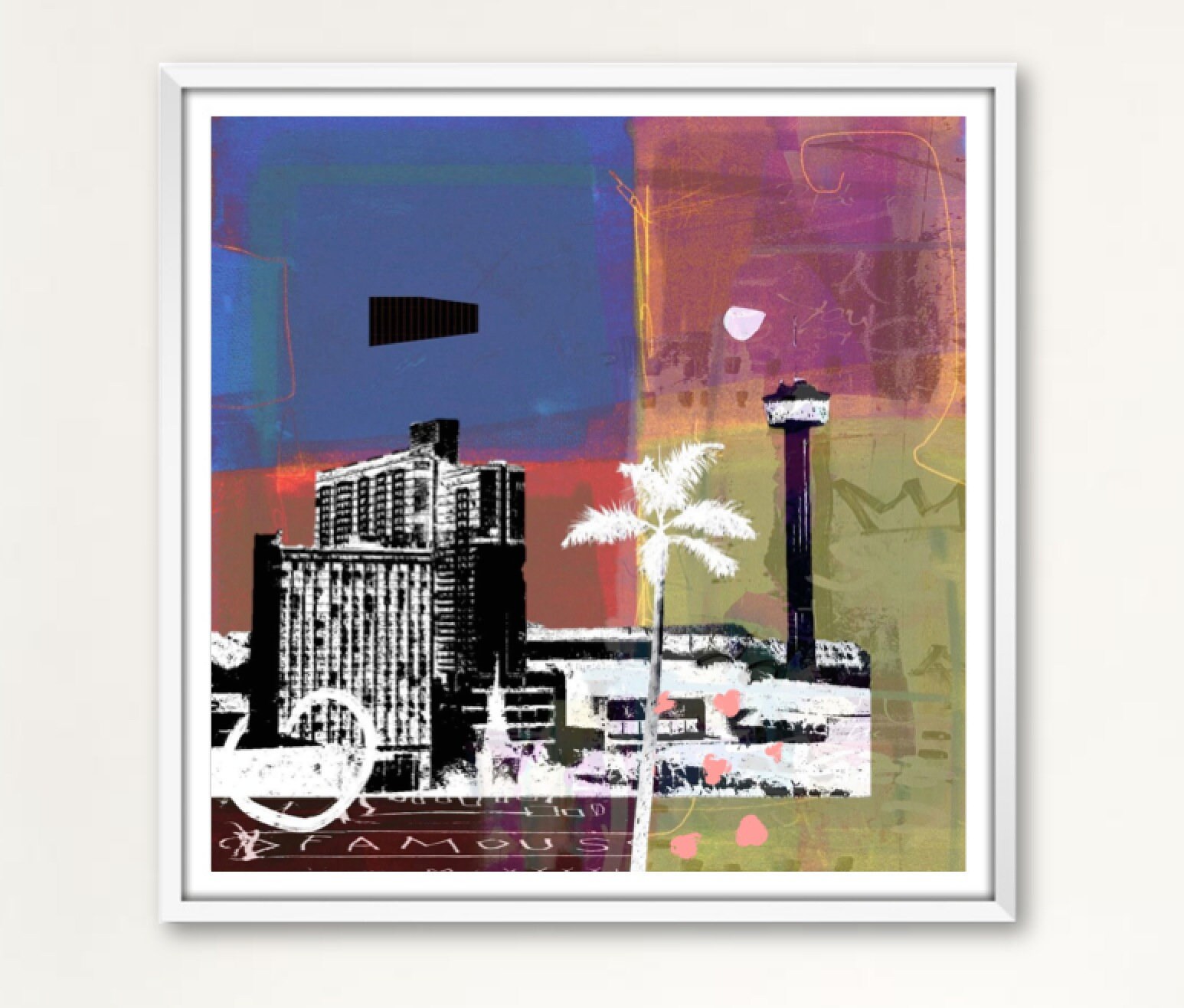 San Antonio Texas Urban Pop Art Large Collage Funky | Etsy