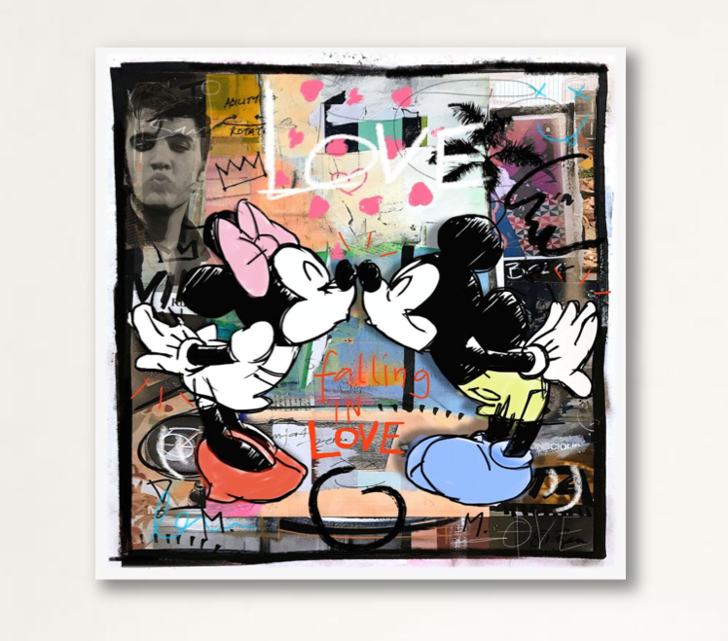 Mickey Mouse, Urban Pop Art Kissing, Falling in Love, Elvis, Minnie ...