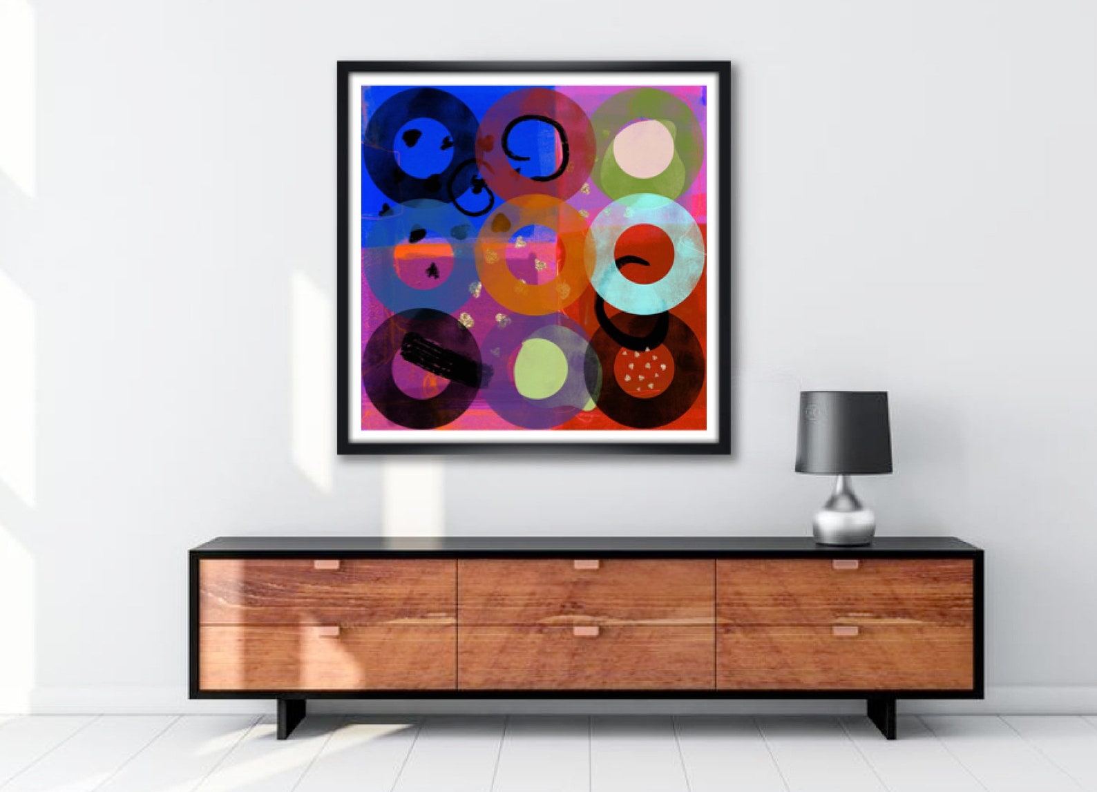 Large Abstract Wall Art Funky Circles Colorful Pop Art - Etsy
