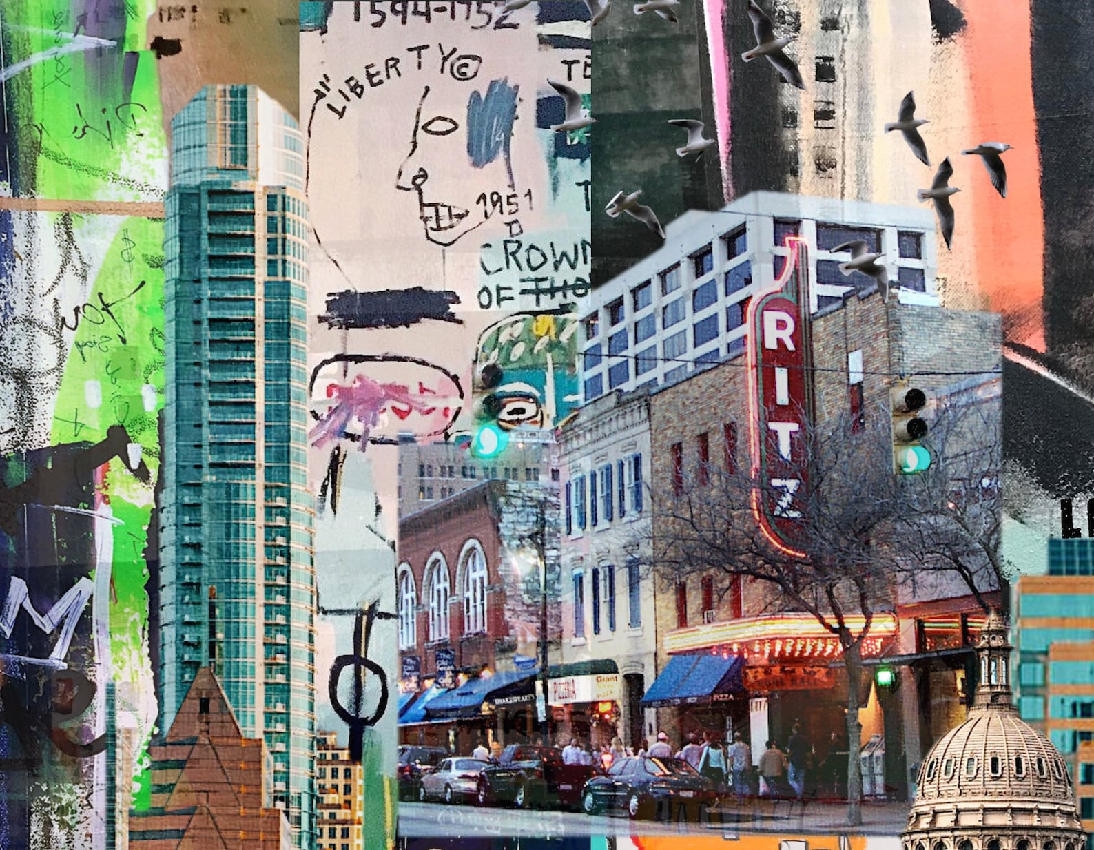 Austin Urban Pop Art, Texas Streets, Capitol, Colorful, Buildings ...
