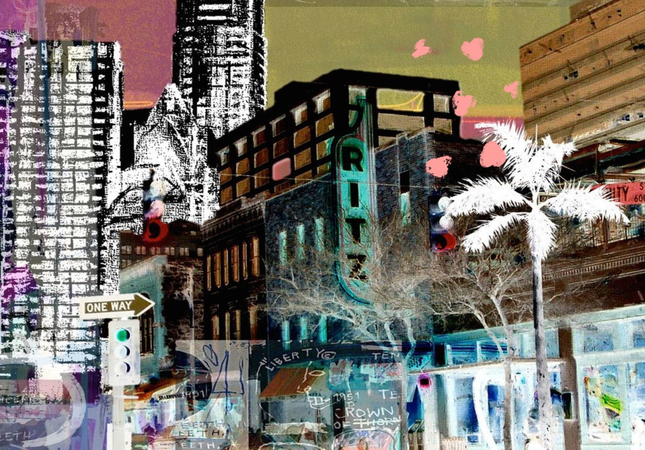 Austin Texas Urban Pop Art Large Painting Groovy Night | Etsy